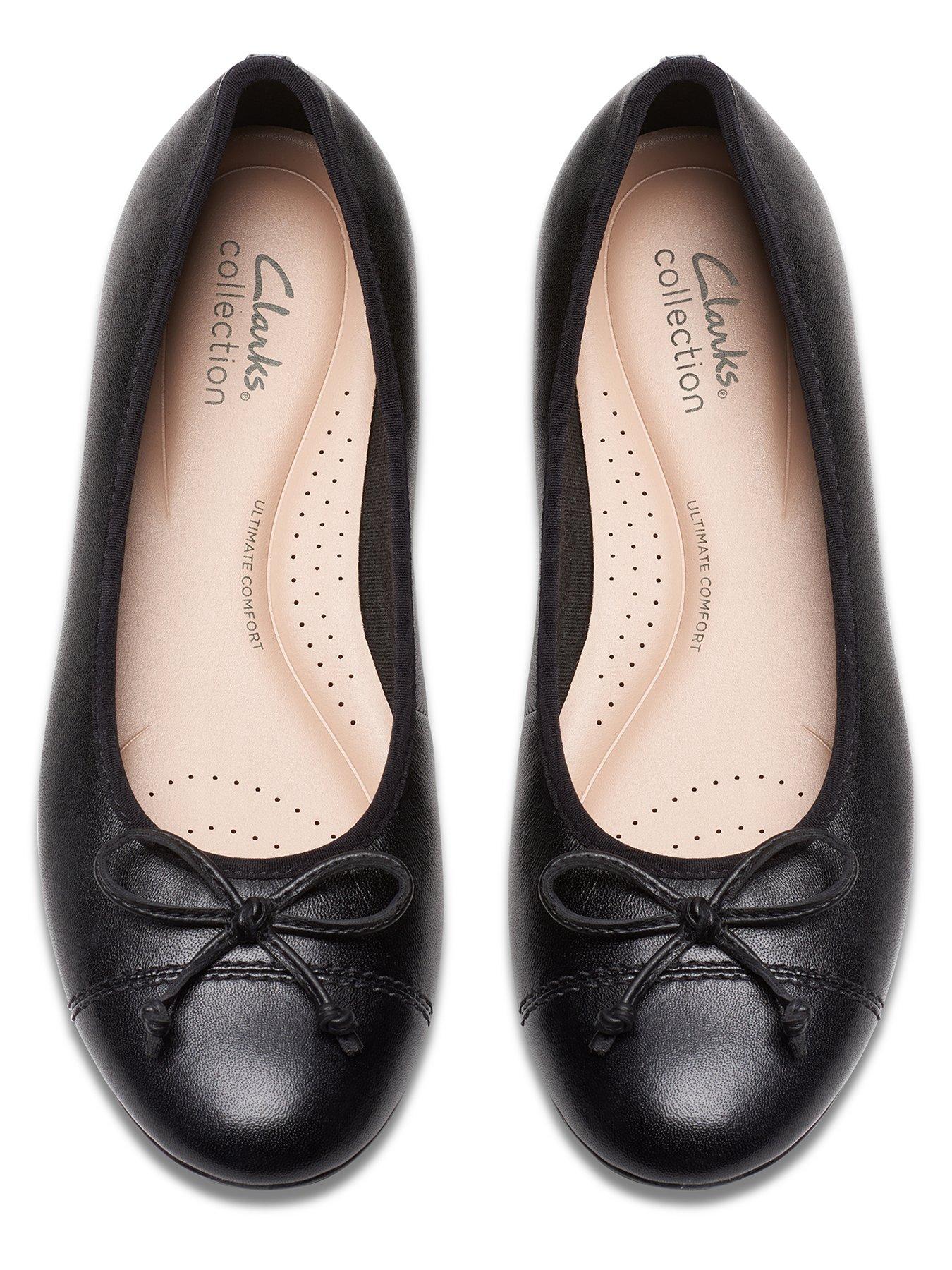 Clarks Wide Fit Loreleigh Rae Leather Ballerina - Black | Littlewoods
