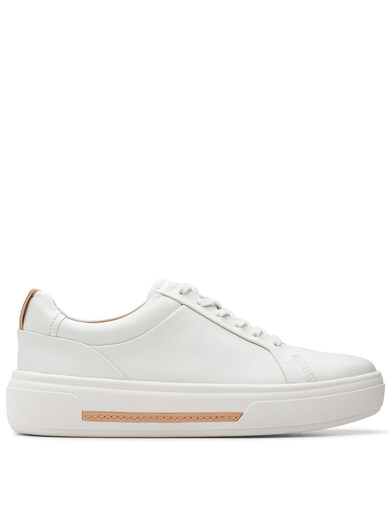 Clarks Hollyhock Walk Wide Fitting Leather Lace Up Trainers - Off White ...