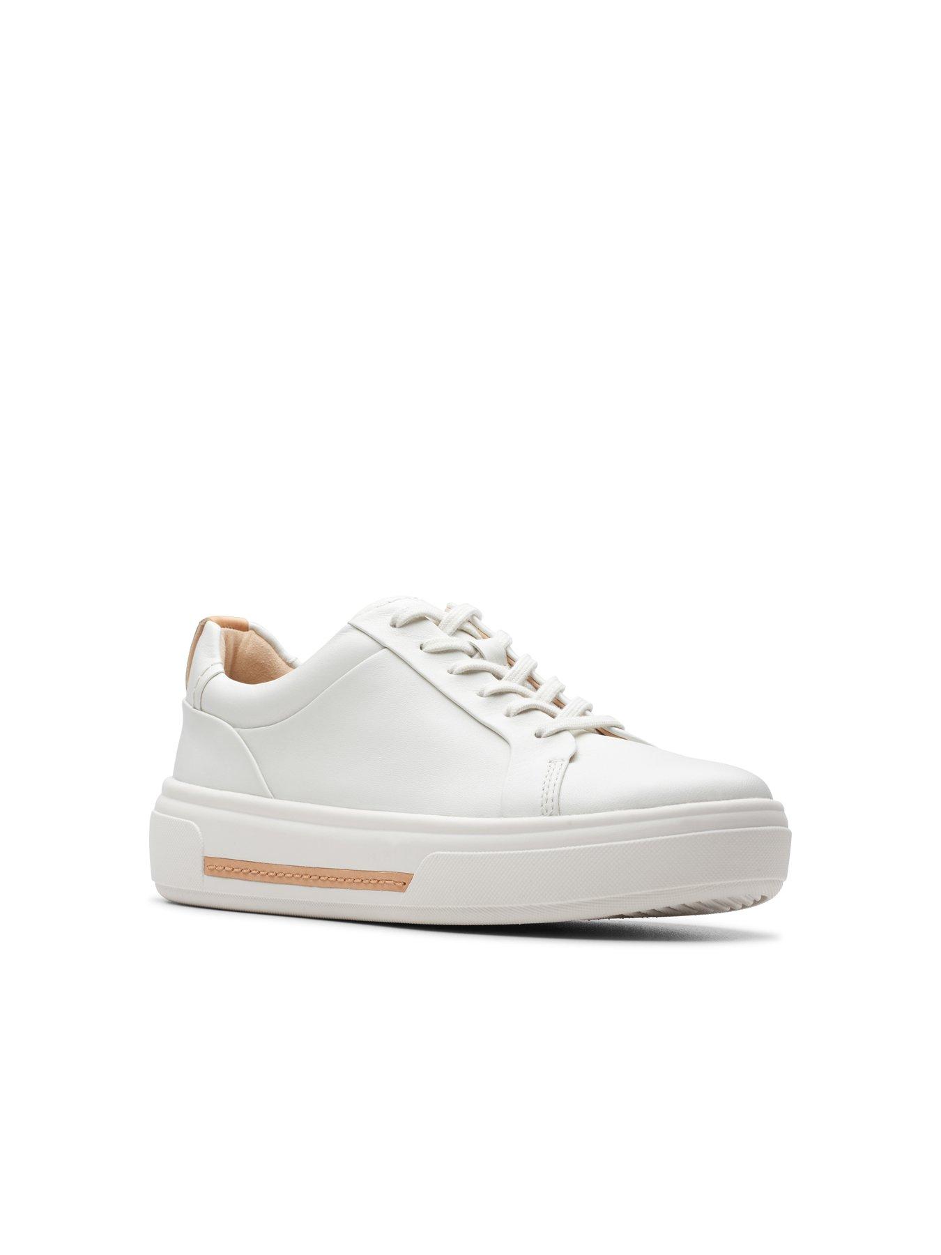 Clarks Hollyhock Walk Wide Fitting Leather Lace Up Trainers - Off White ...