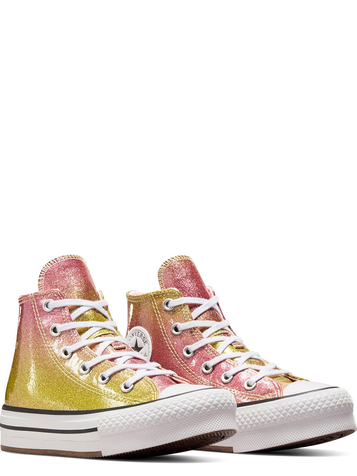 Converse Kids Girls Eva Lift Citrus Glitz High Tops Trainers - Multi ...