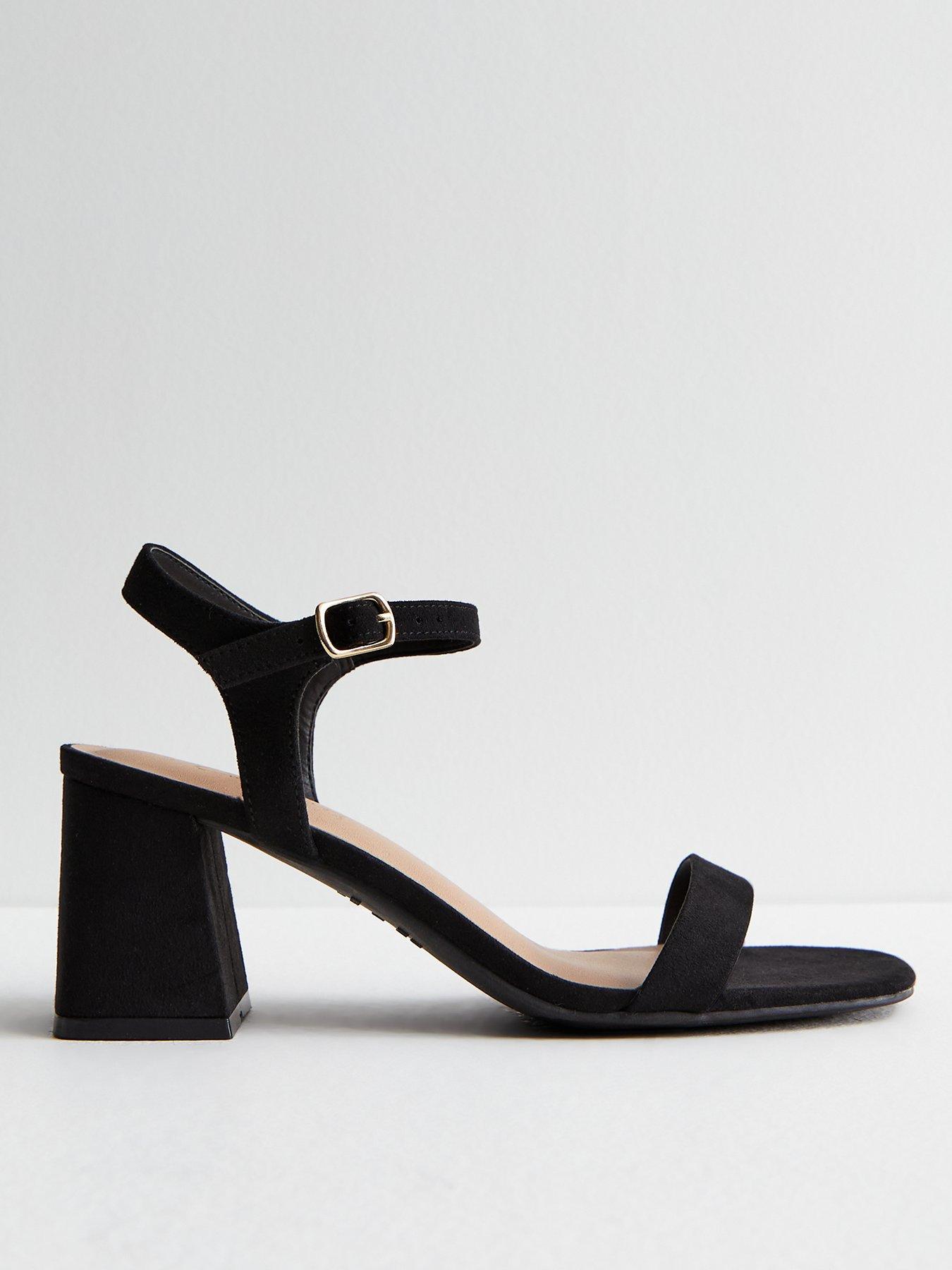 New Look Black Suedette 2 Part Block Heel Sandals | Littlewoods