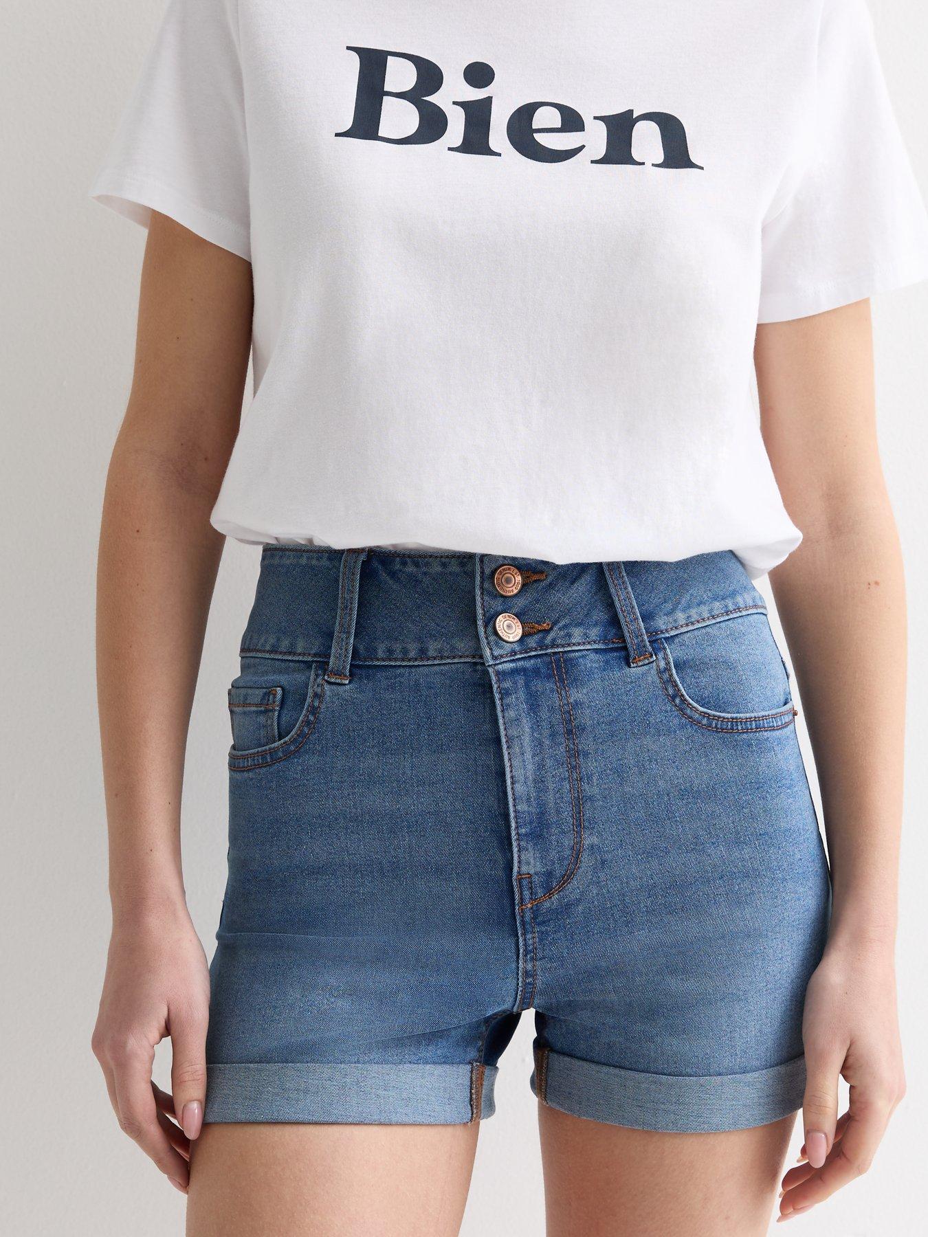 New Look Blue Denim High Waist Shorts | littlewoods.com