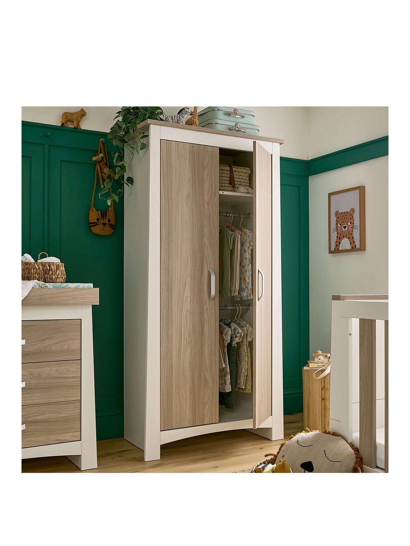 CuddleCo Ada 2 Door Nursery Wardrobe - White and Ash | littlewoods.com