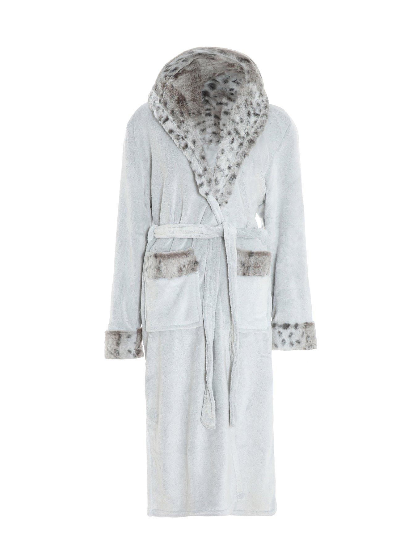 Quiz Grey Faux Fur Lined Robe | littlewoods.com