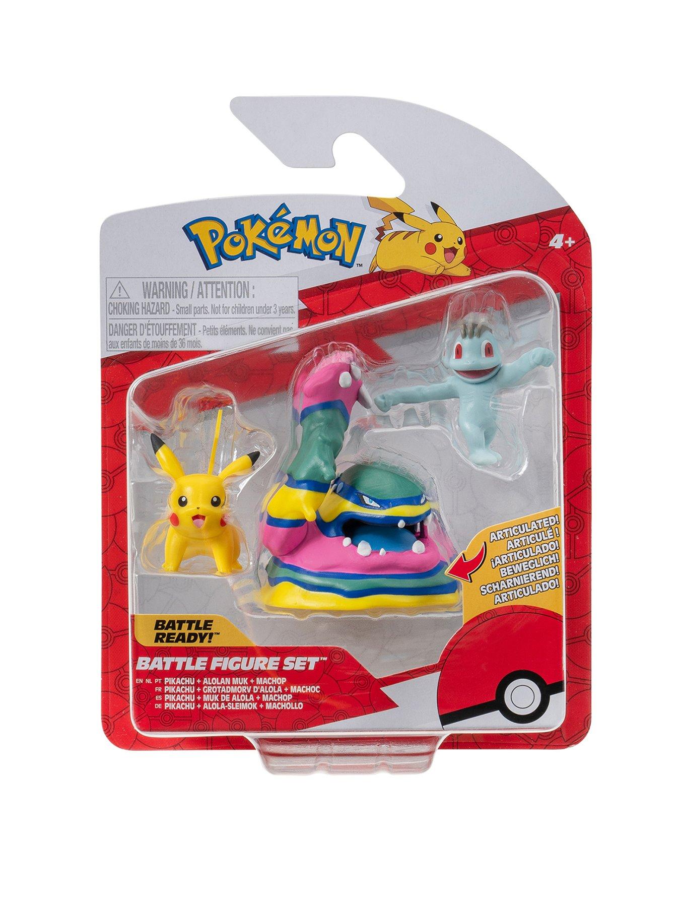 Pokemon Battle Figure 3 Pack - Features 2-Inch Pikachu and Machop and 3-Inch Alolan Muk Battle ...