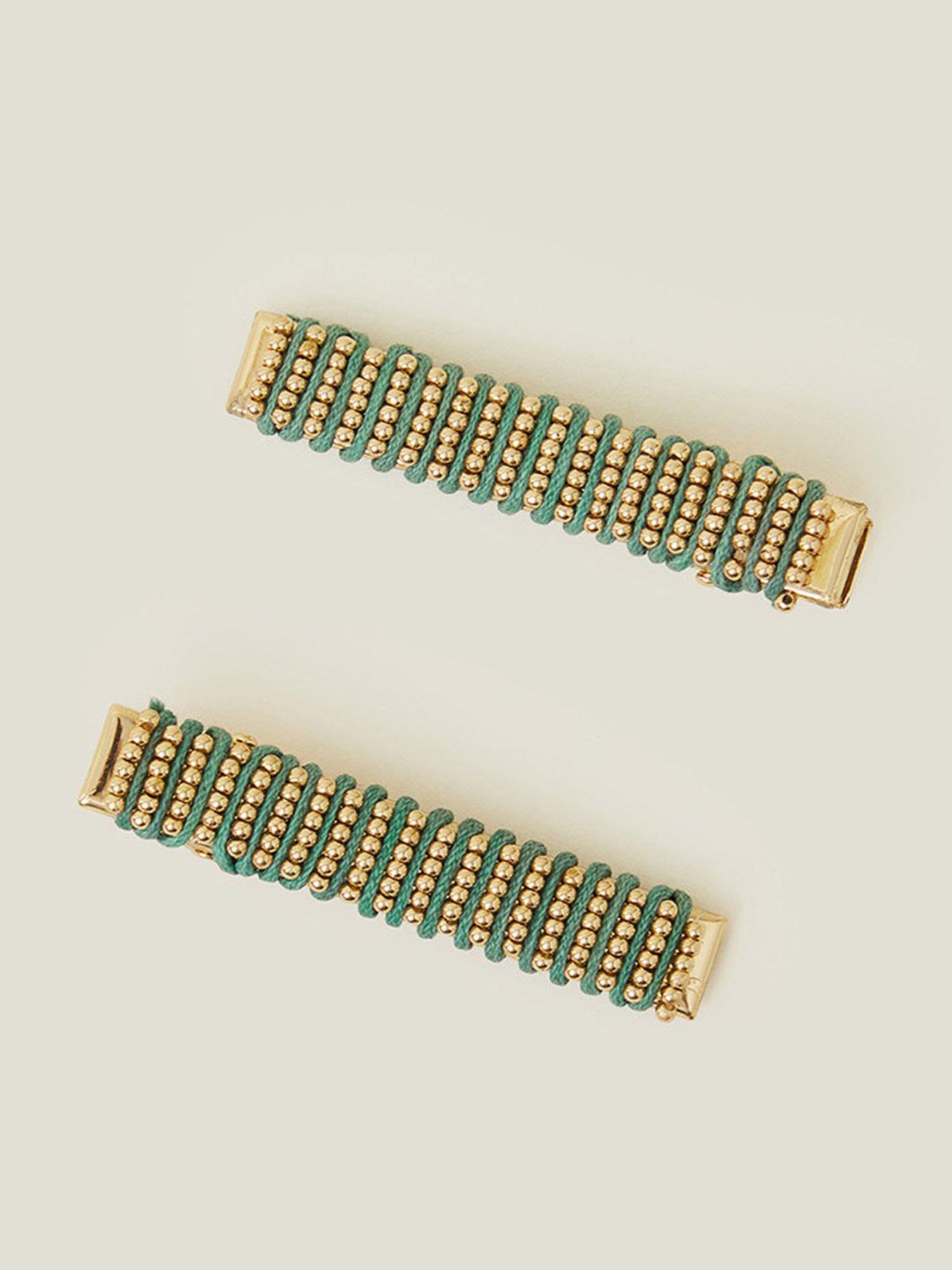 Accessorize 2 X Wrapped Snap Clips | littlewoods.com