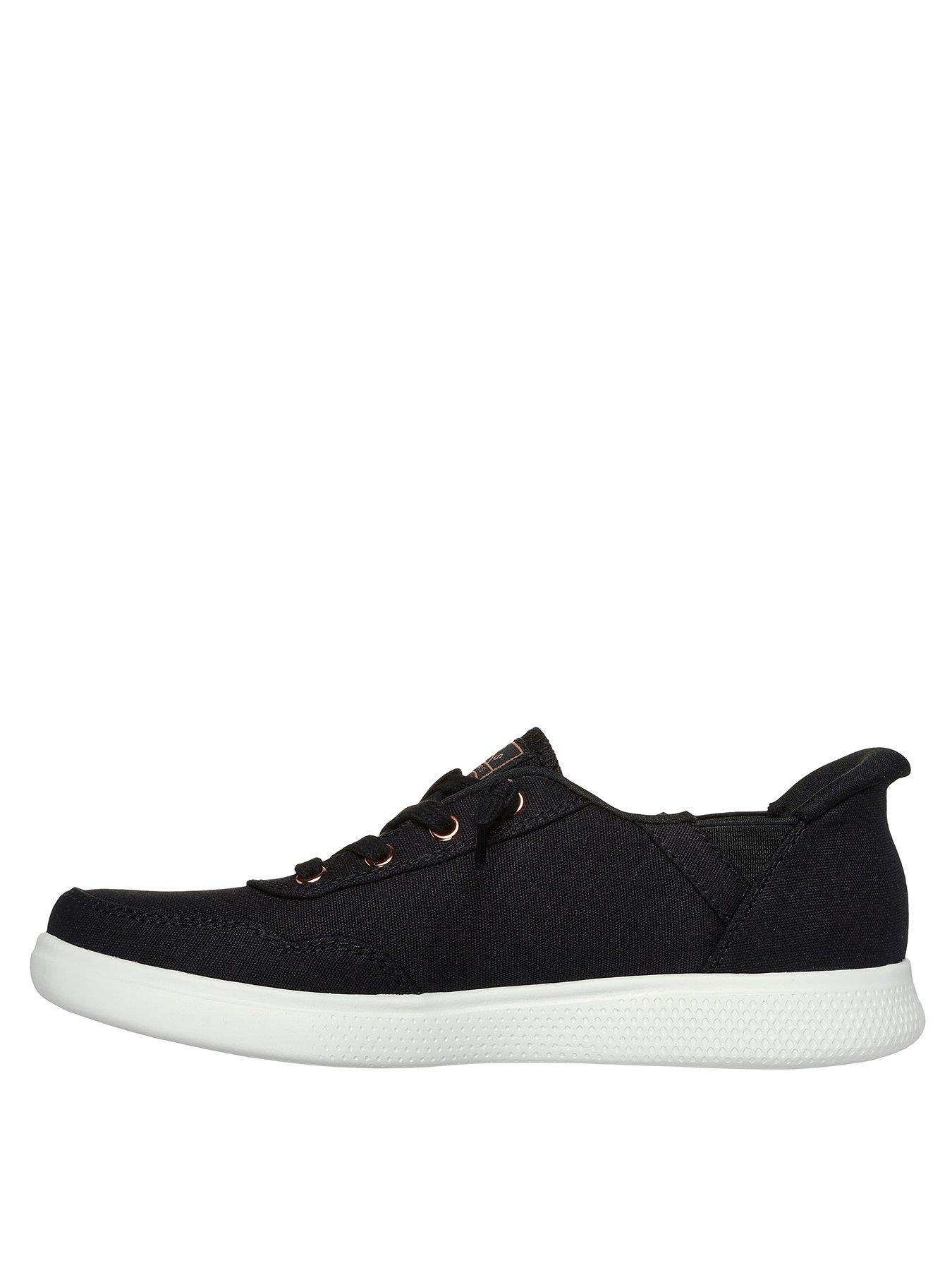 Skechers Skip Cute Slip-in Faux Lace Trainer - Black Canvas | Littlewoods