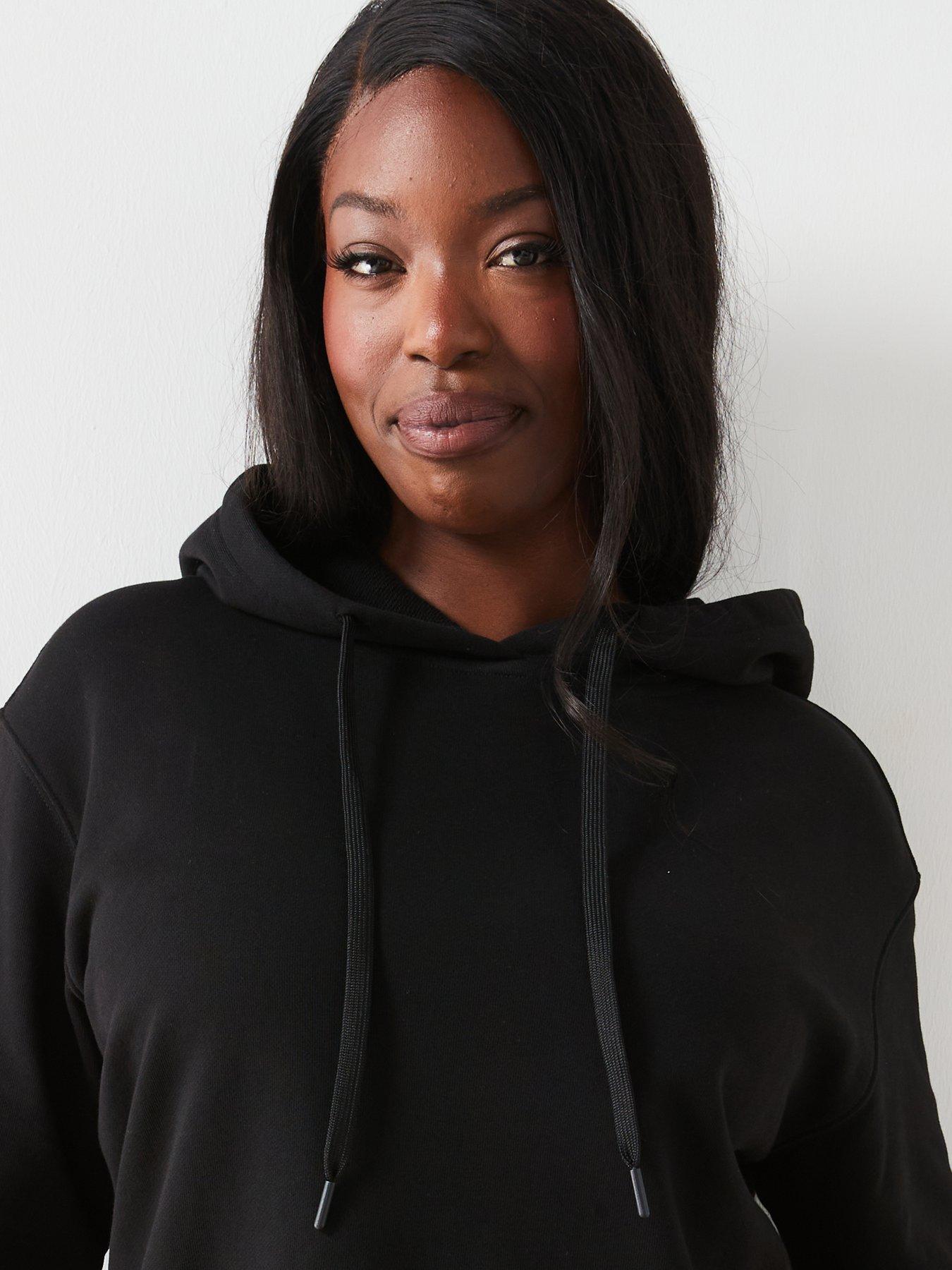 V by Very Curve Side Split Longline Hoodie - Black | Littlewoods