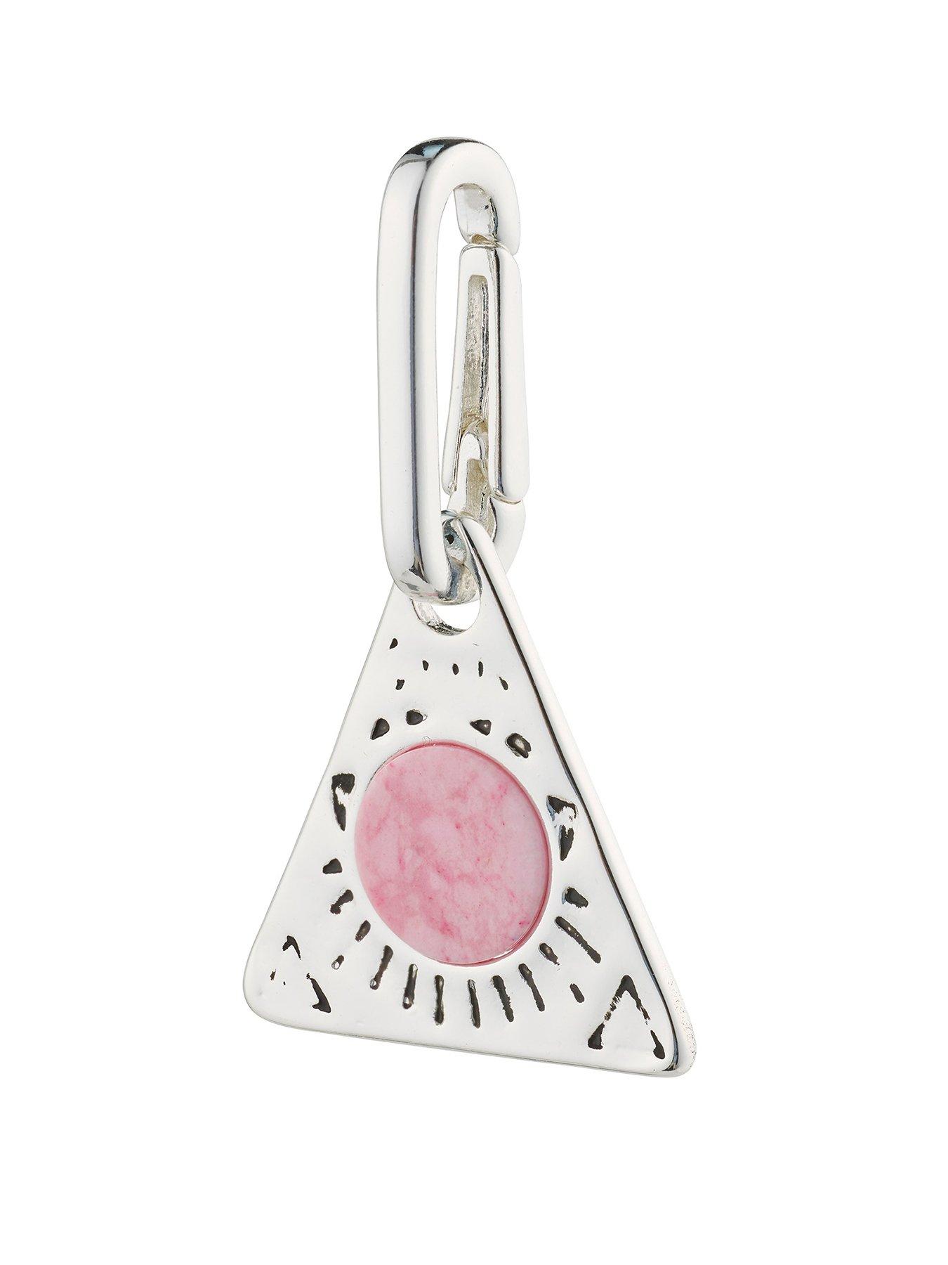 Pilgrim CHARM triangle pendant, pink/silver-plated | Littlewoods