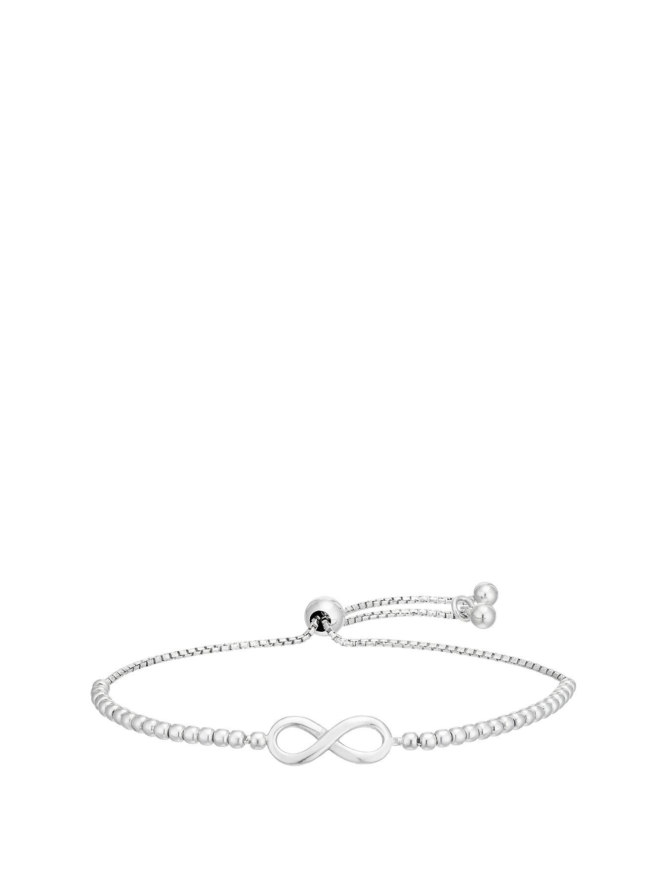 Ernest Jones Silver 9.85 Inch Infinity Symbol Adjustable Ball Bracelet | Littlewoods