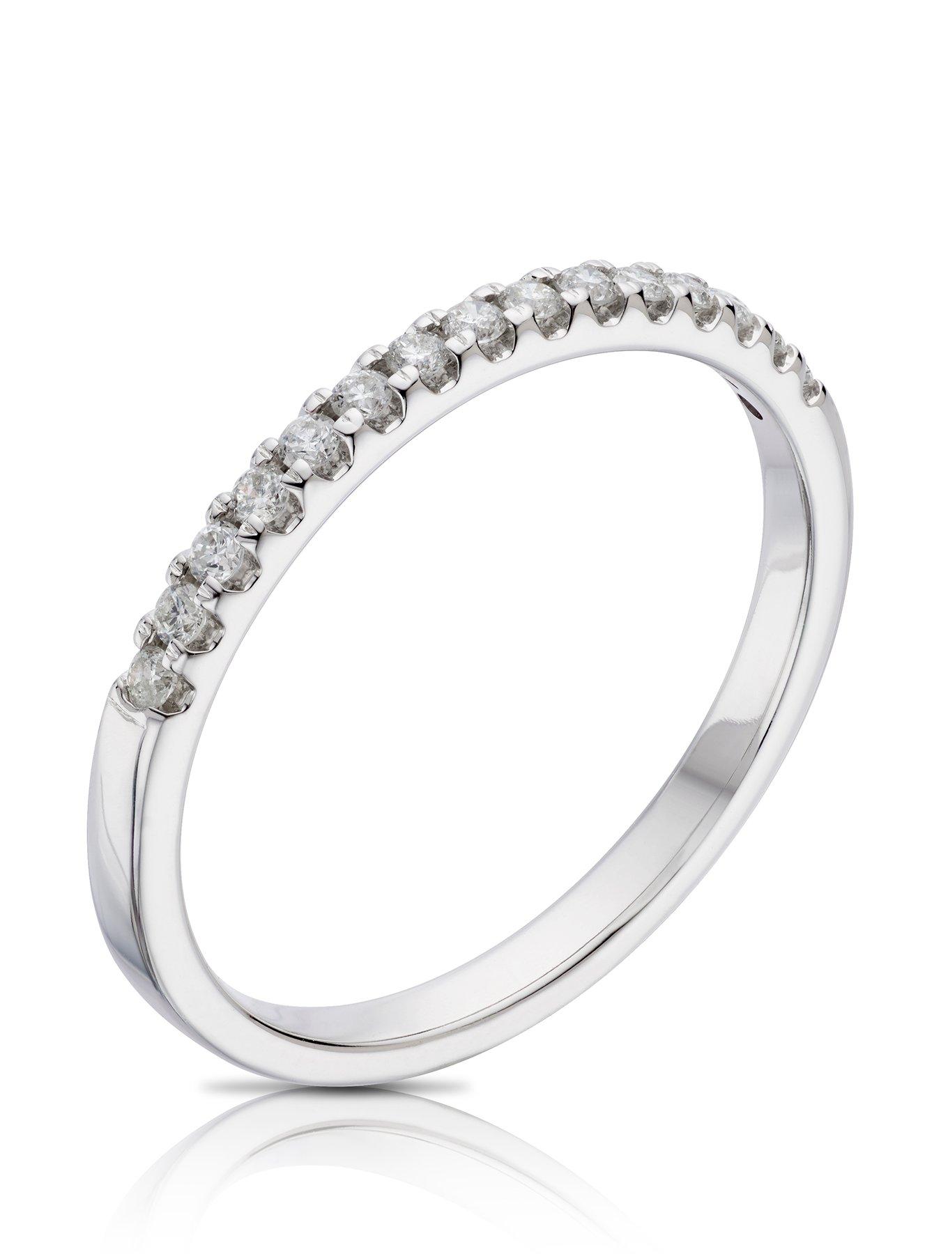 14ct White Gold Ring. 0.15ct Diamond Claw Set Eternity Engagement Ring