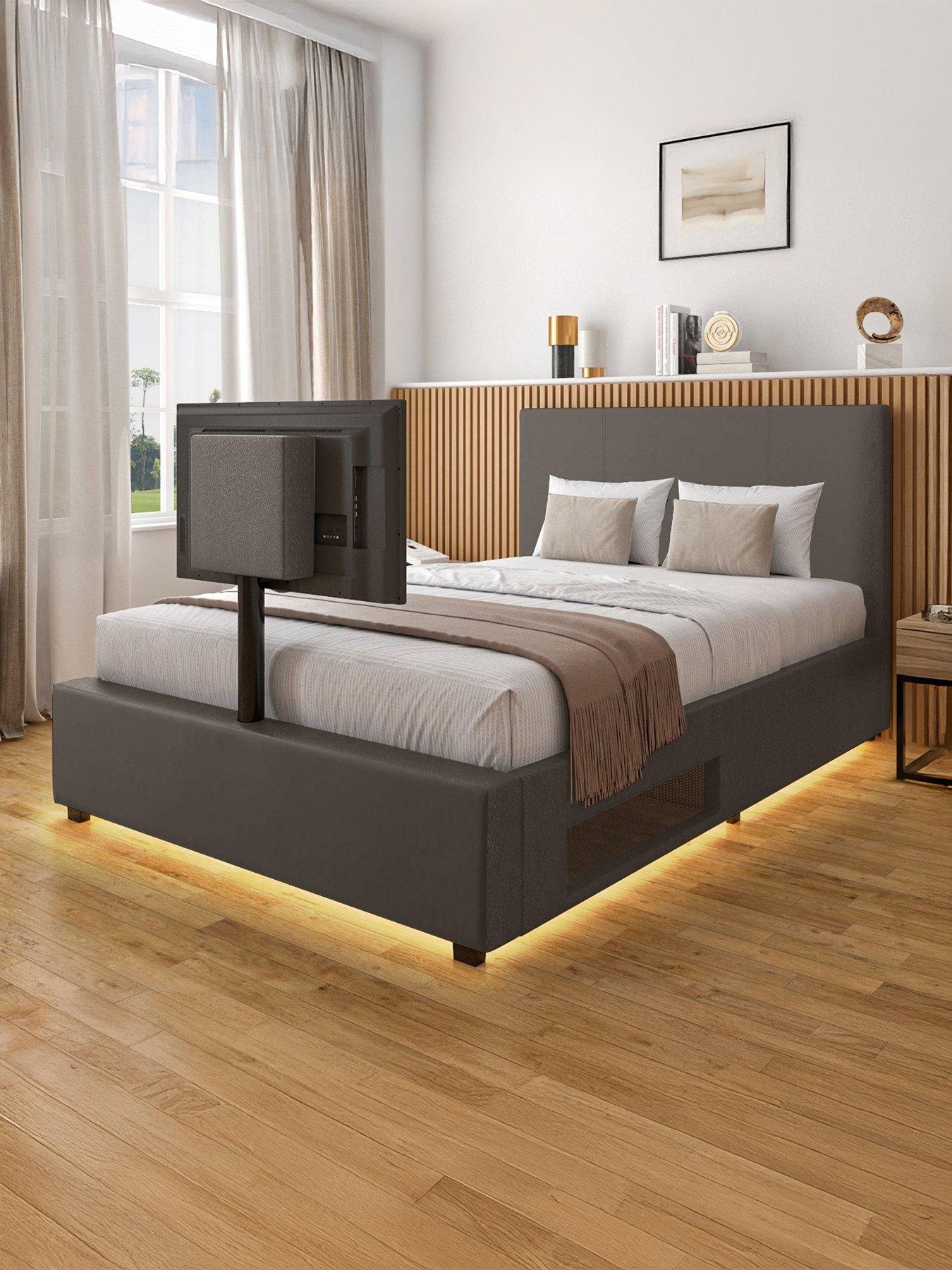 XR Living Ava Upholstered TV Bed with Under Bed LED Lighting - fits up ...