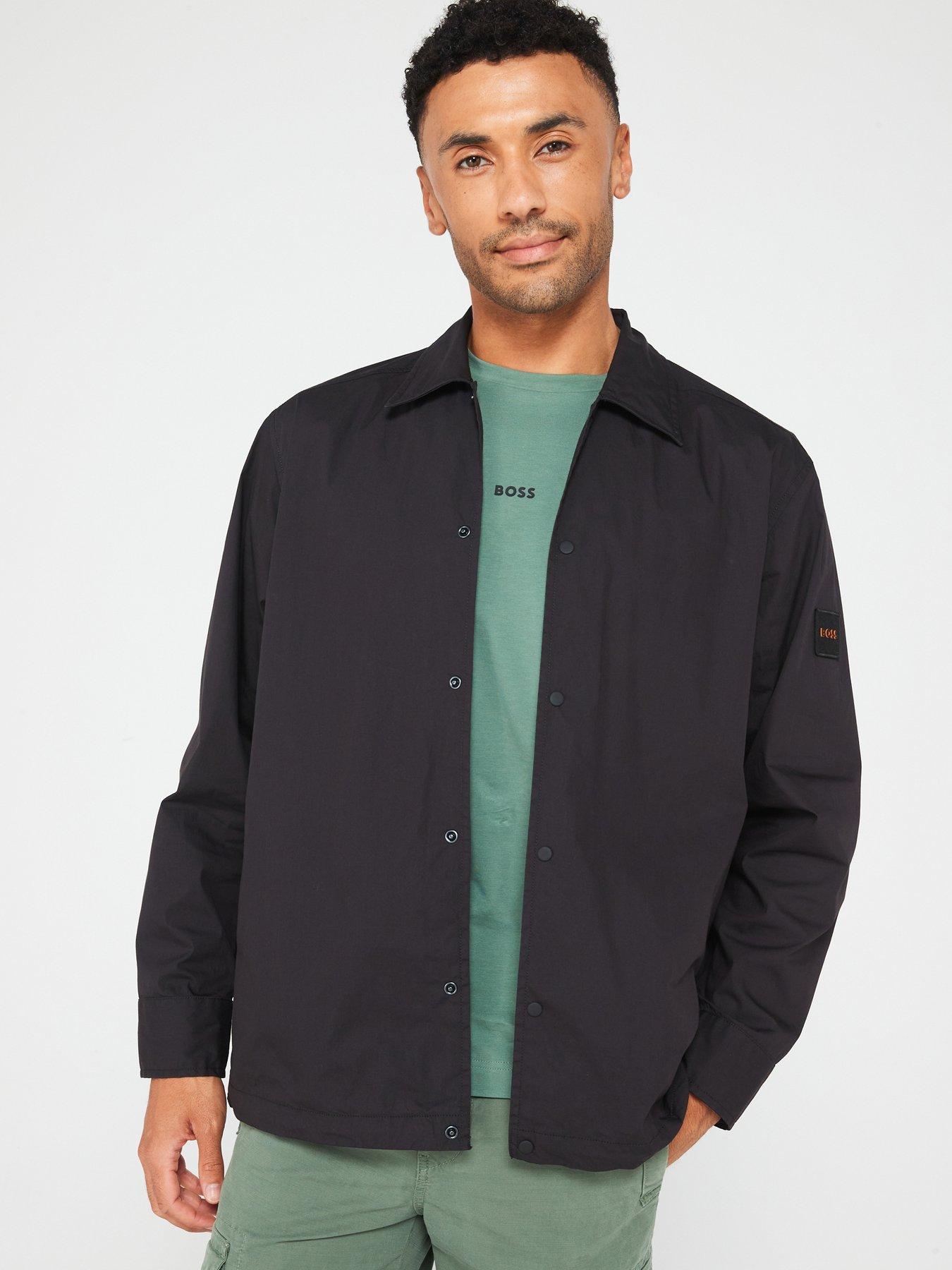 BOSS Labib Oversized Button Through Nylon Overshirt - Black ...