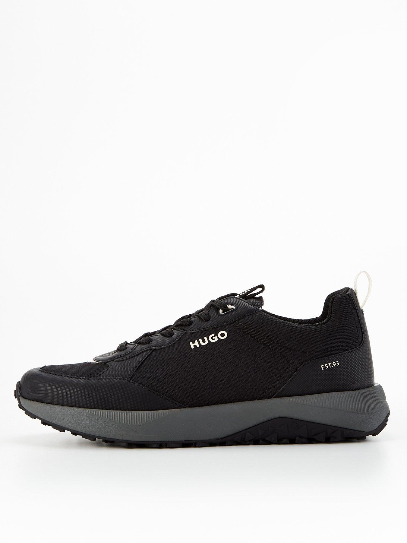 HUGO Kane Mixed Material Lace Runner - Black/white | littlewoods.com