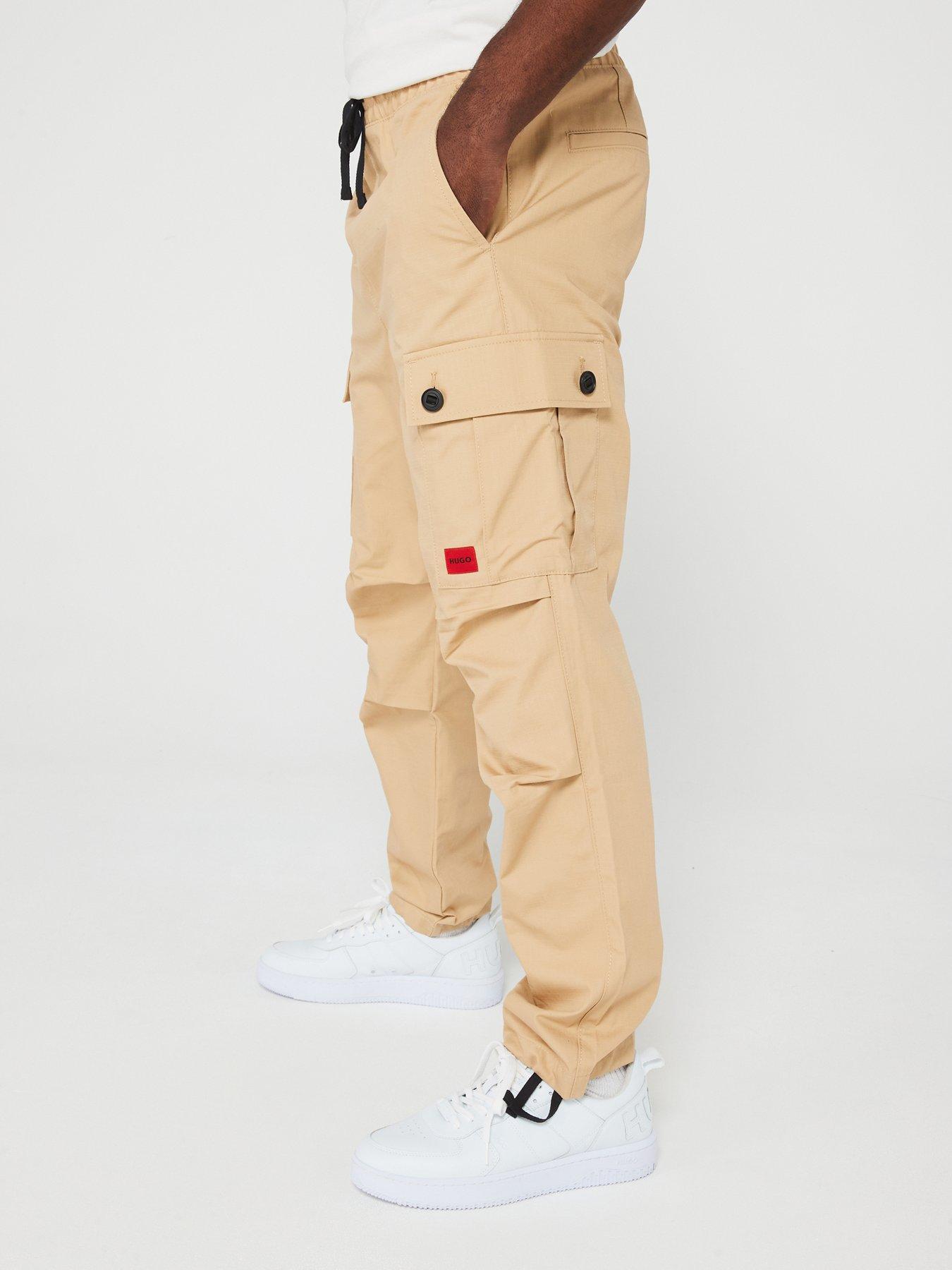 HUGO Garlo233 Regular Fit Drawstring Cargo Pants- Beige | littlewoods.com