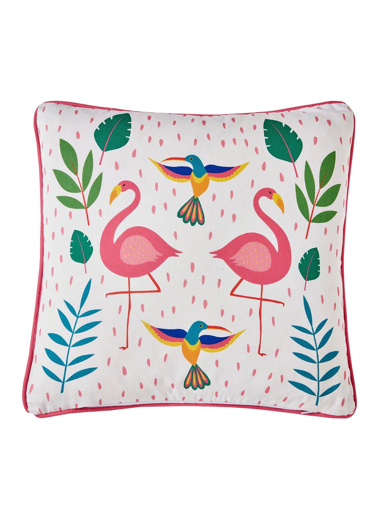 Fusion Tropical Flamingo Outdoor Cushion | Littlewoods