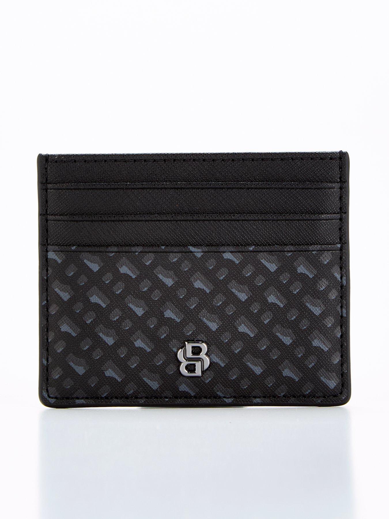 BOSS B Icon Metal Logo Monogram Print Card Holder- Black | littlewoods.com