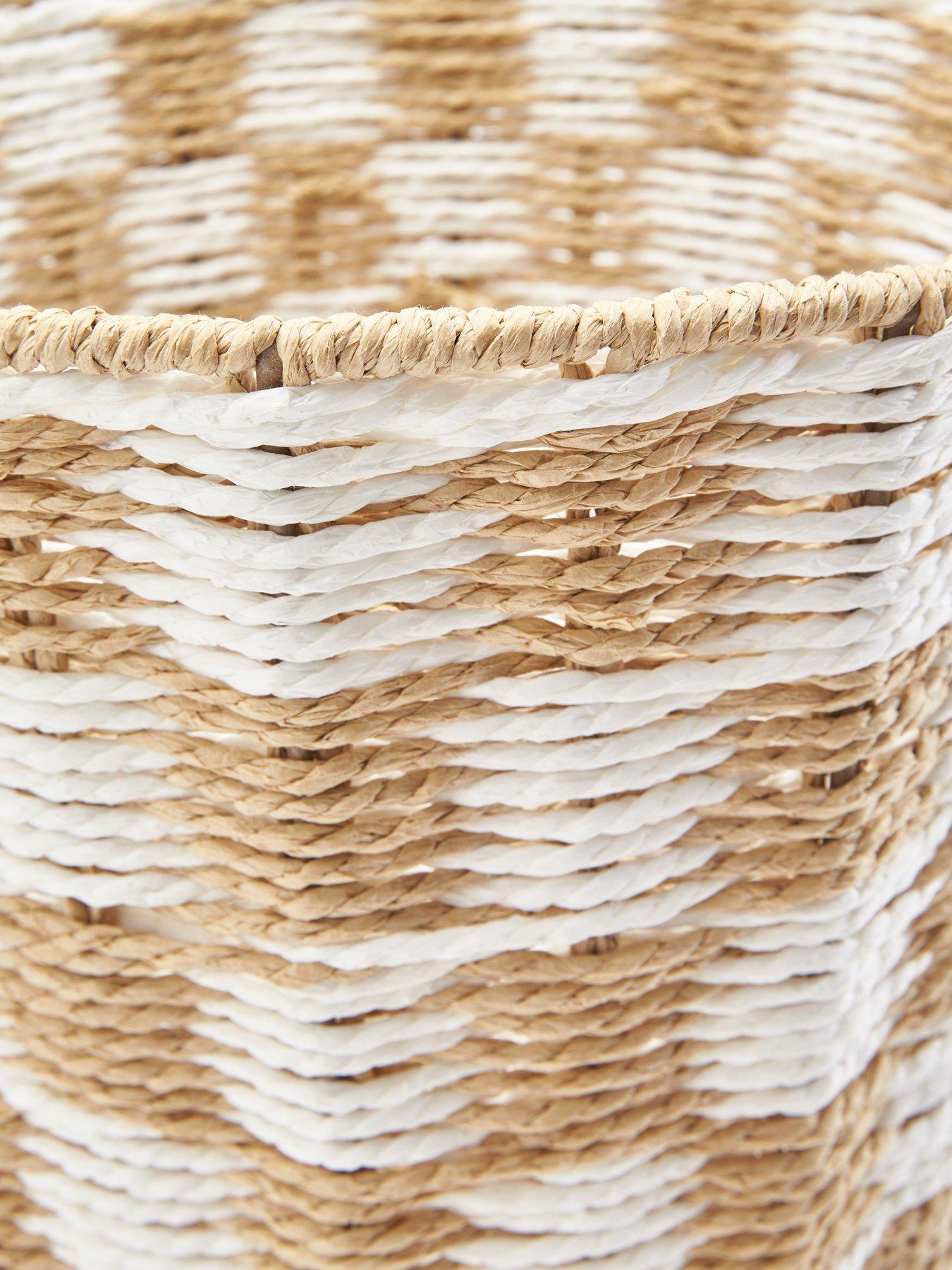 Very Home Round Paper Rope Check Basket | Littlewoods