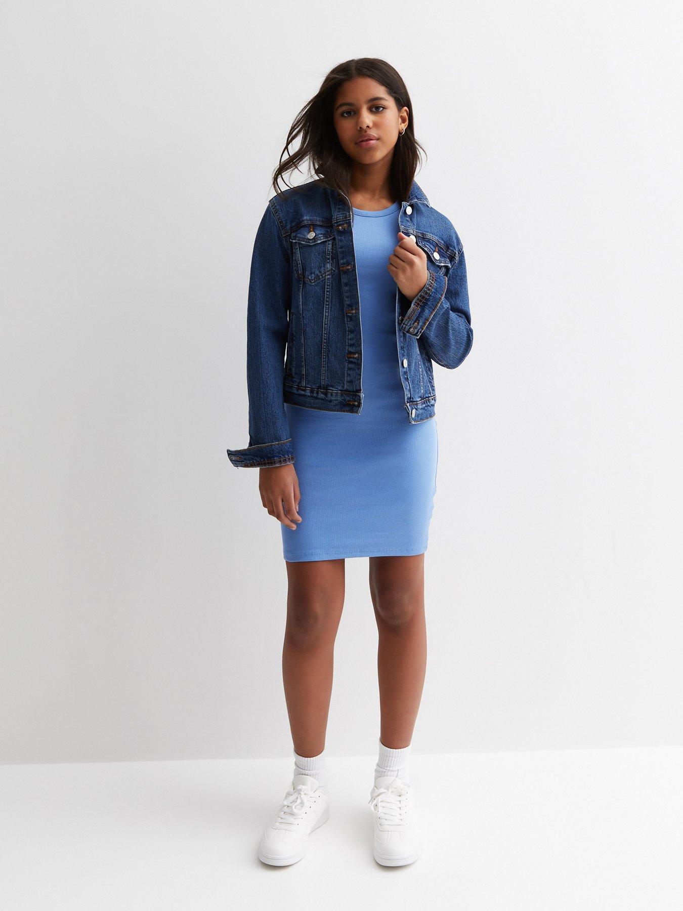 New Look 915 Girls Blue Ribbed Racer Dress | Littlewoods