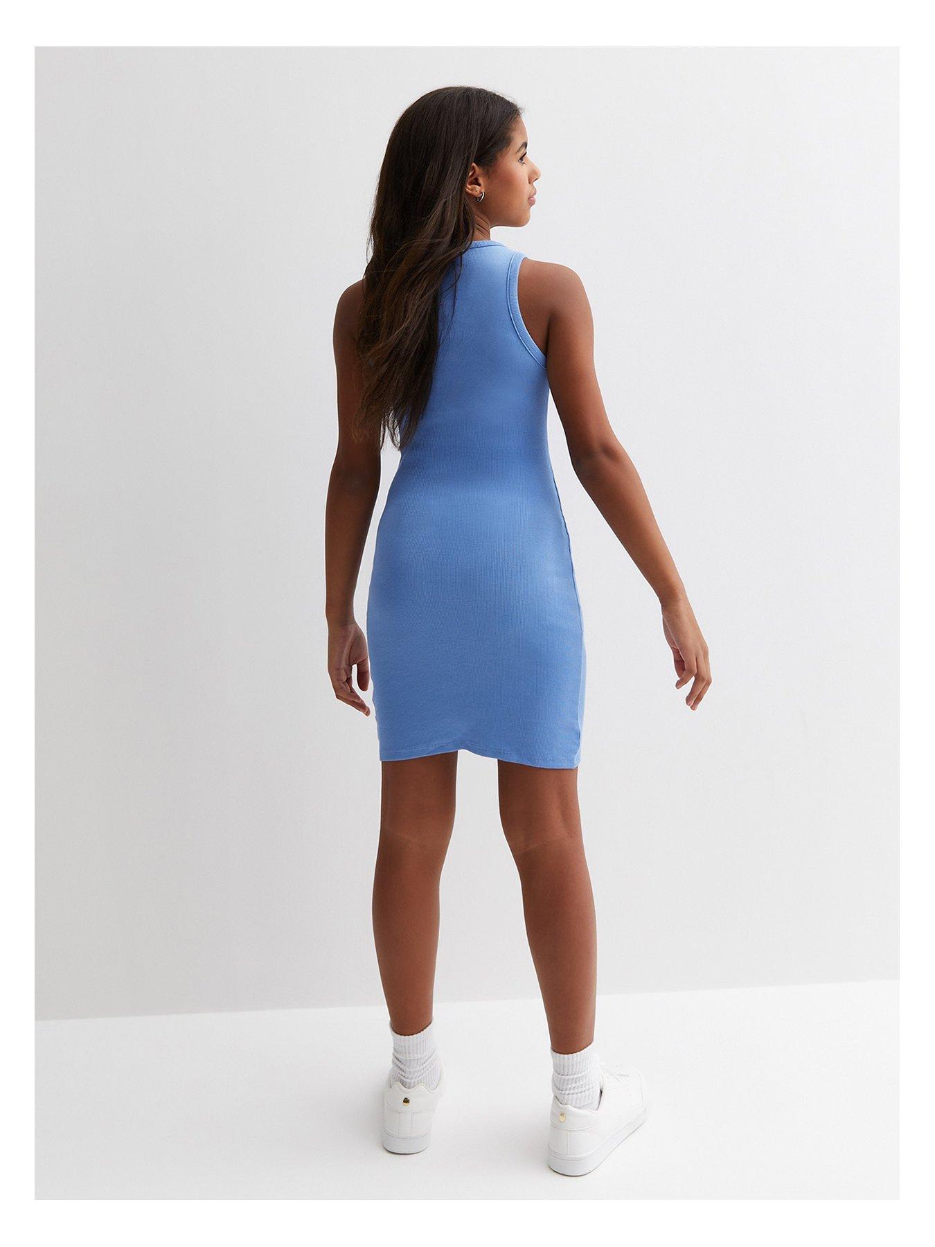 New Look 915 Girls Blue Ribbed Racer Dress | Littlewoods