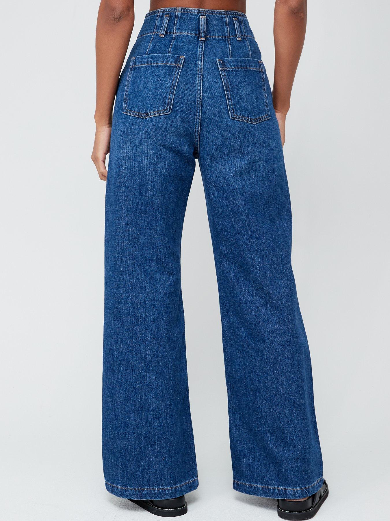 V by Very Wide Leg Lounge Jeans - Dark Wash | Littlewoods