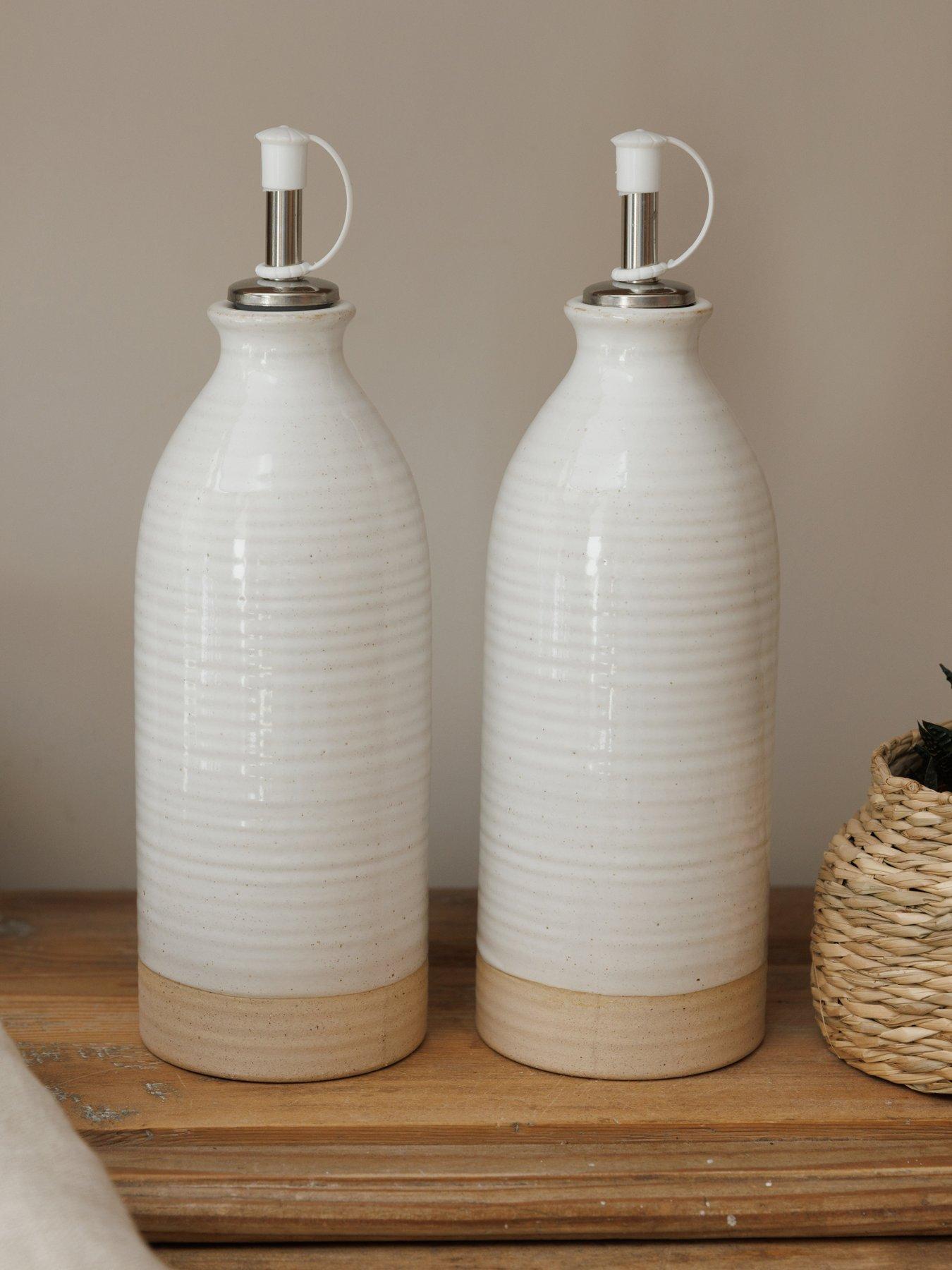 KitchenCraft Idilica Stoneware Oil and Vinegar Bottles - Set of 2 ...
