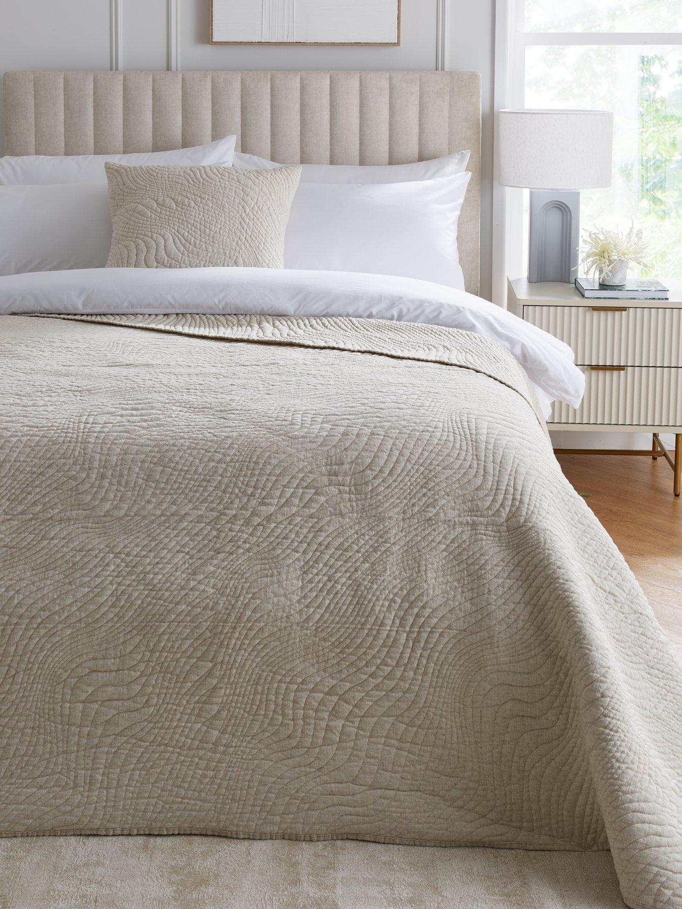 Very Home Natural Luxe Washed Polylinen Quilted Bedspread Throw ...
