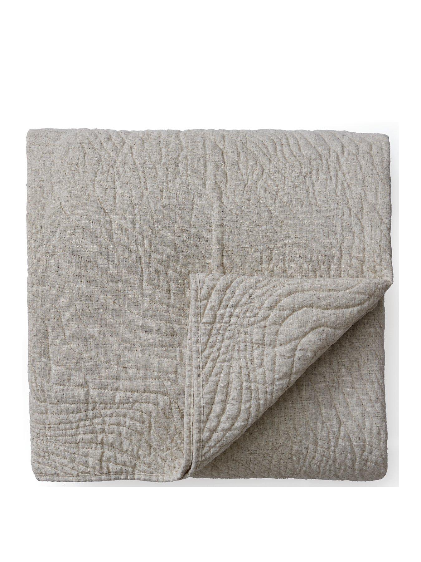 Very Home Natural Luxe Washed Polylinen Quilted Bedspread Throw ...