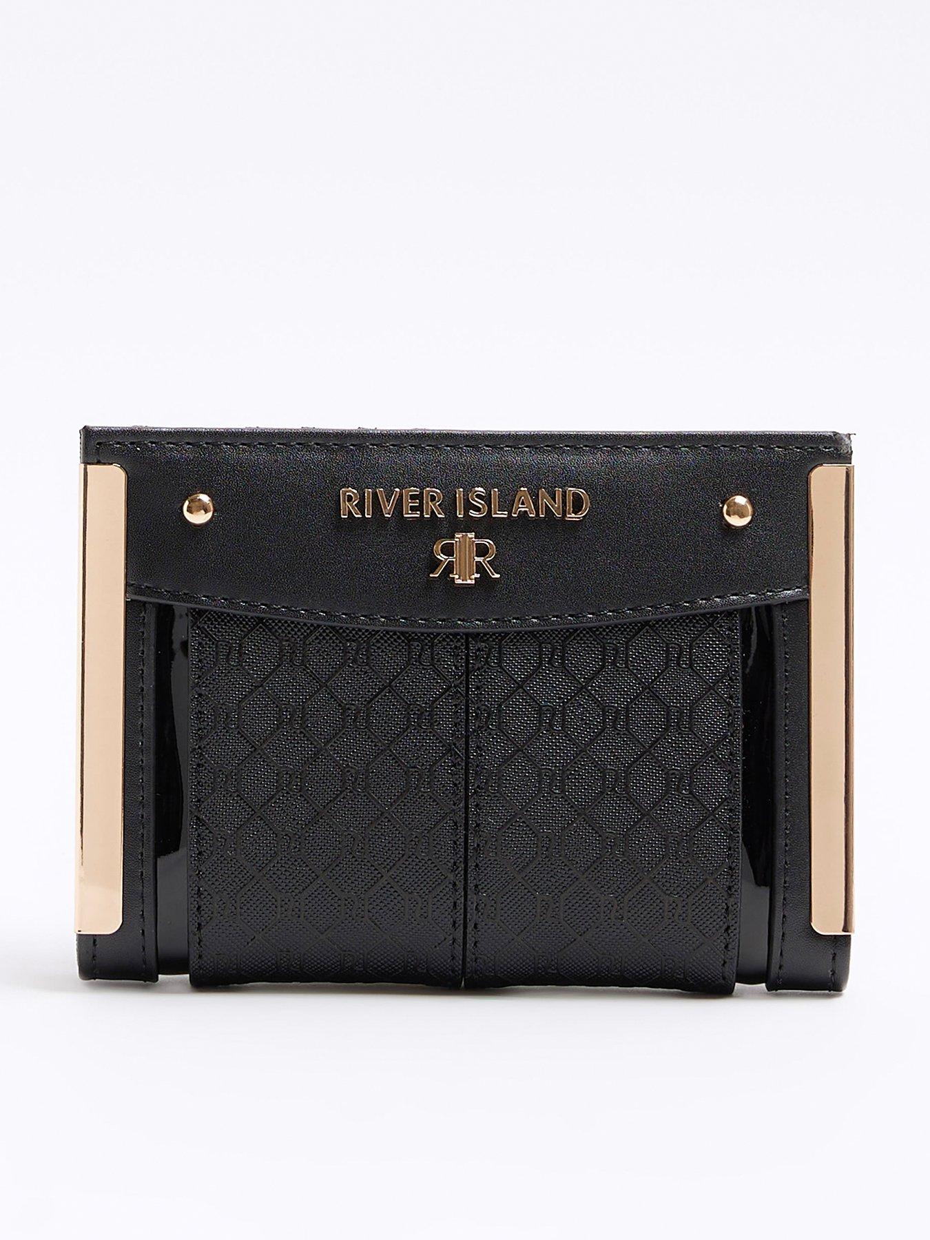 River Island Monogram Panelled Foldout Purse - Black | littlewoods.com
