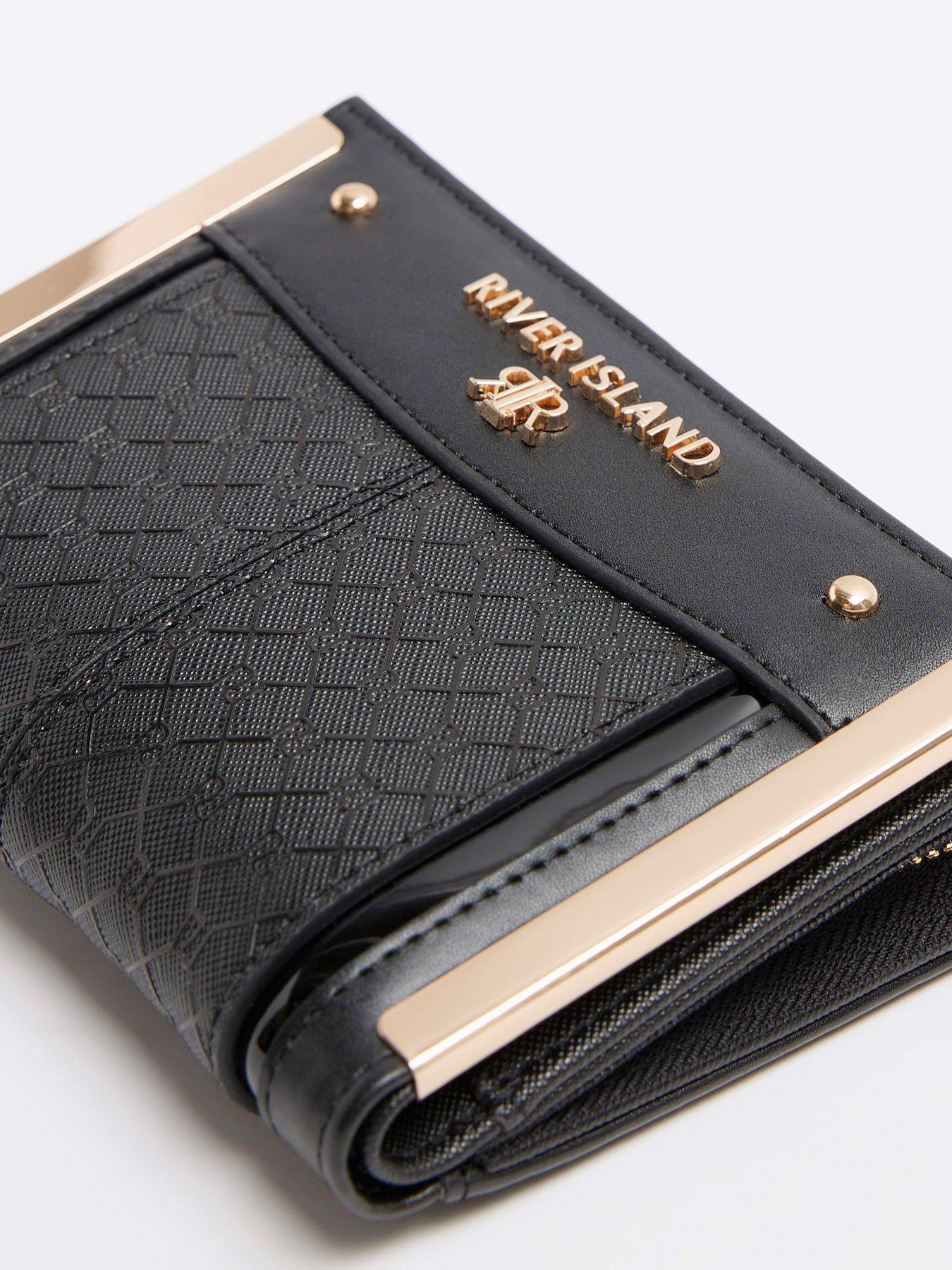 River Island Monogram Panelled Foldout Purse - Black | littlewoods.com