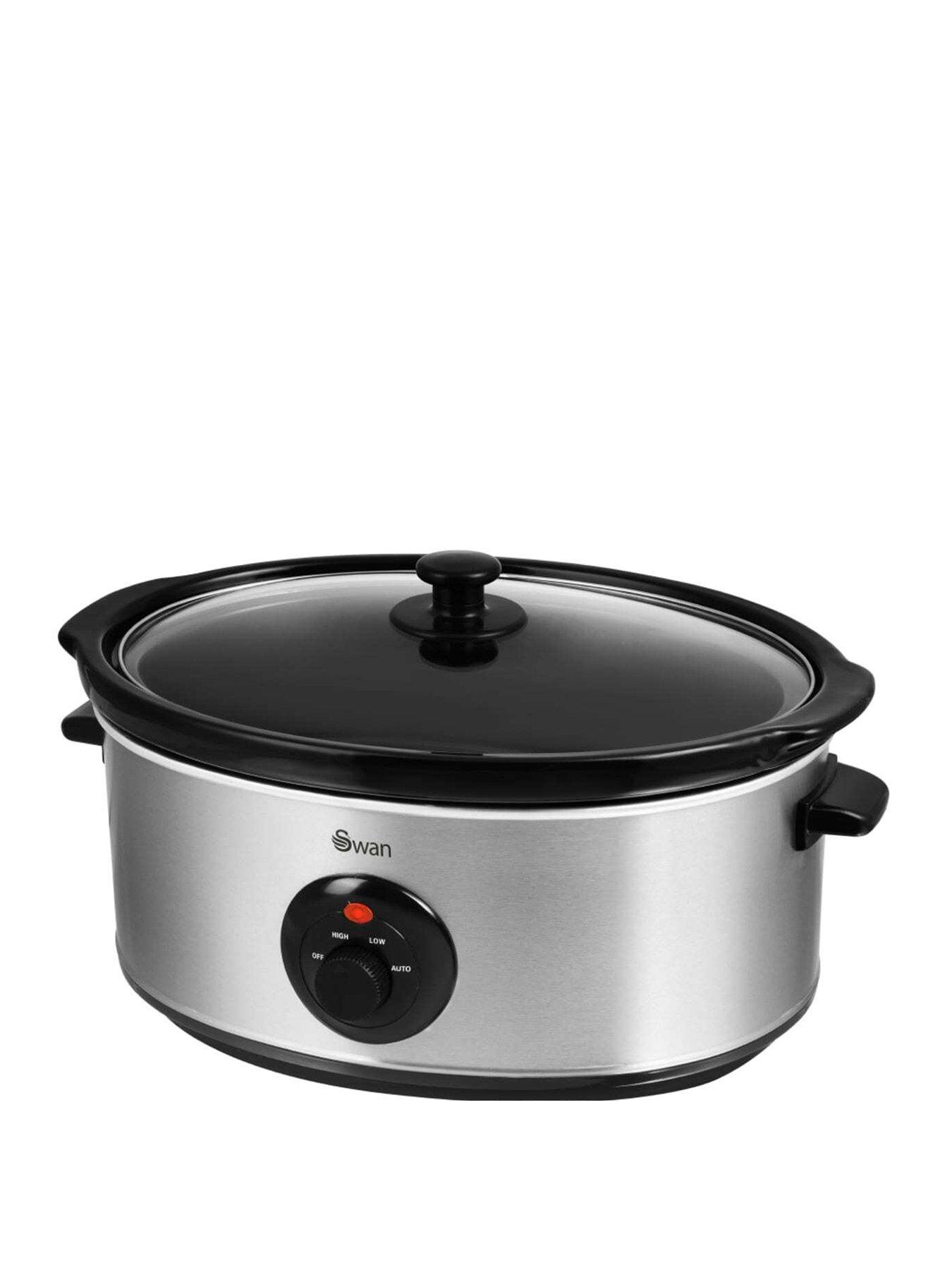 Swan SF17030N 6.5 Litre Slow Cooker with 3 Heat Settings, Glass Lid ...