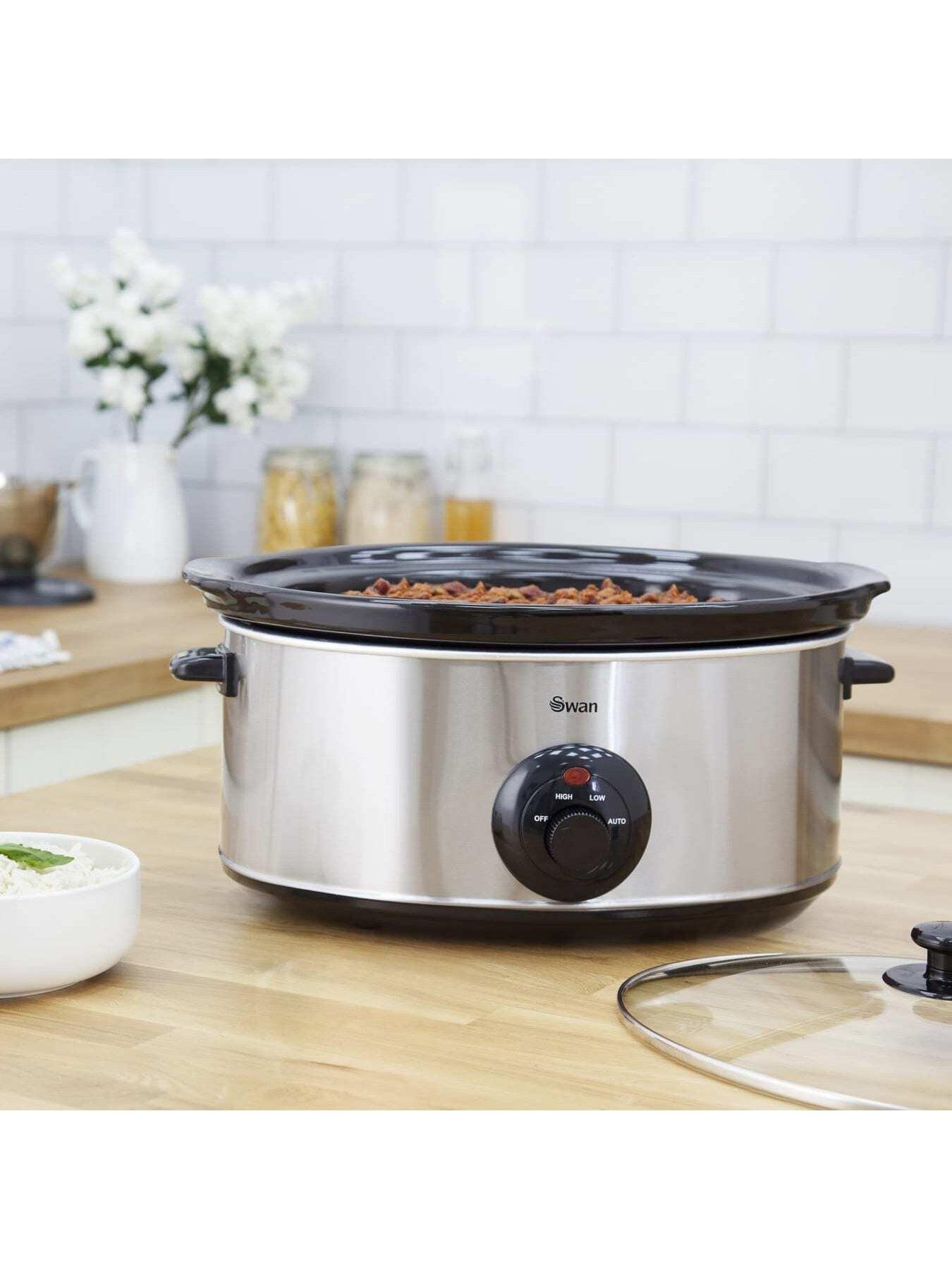 Swan SF17030N 6.5 Litre Slow Cooker with 3 Heat Settings, Glass Lid ...