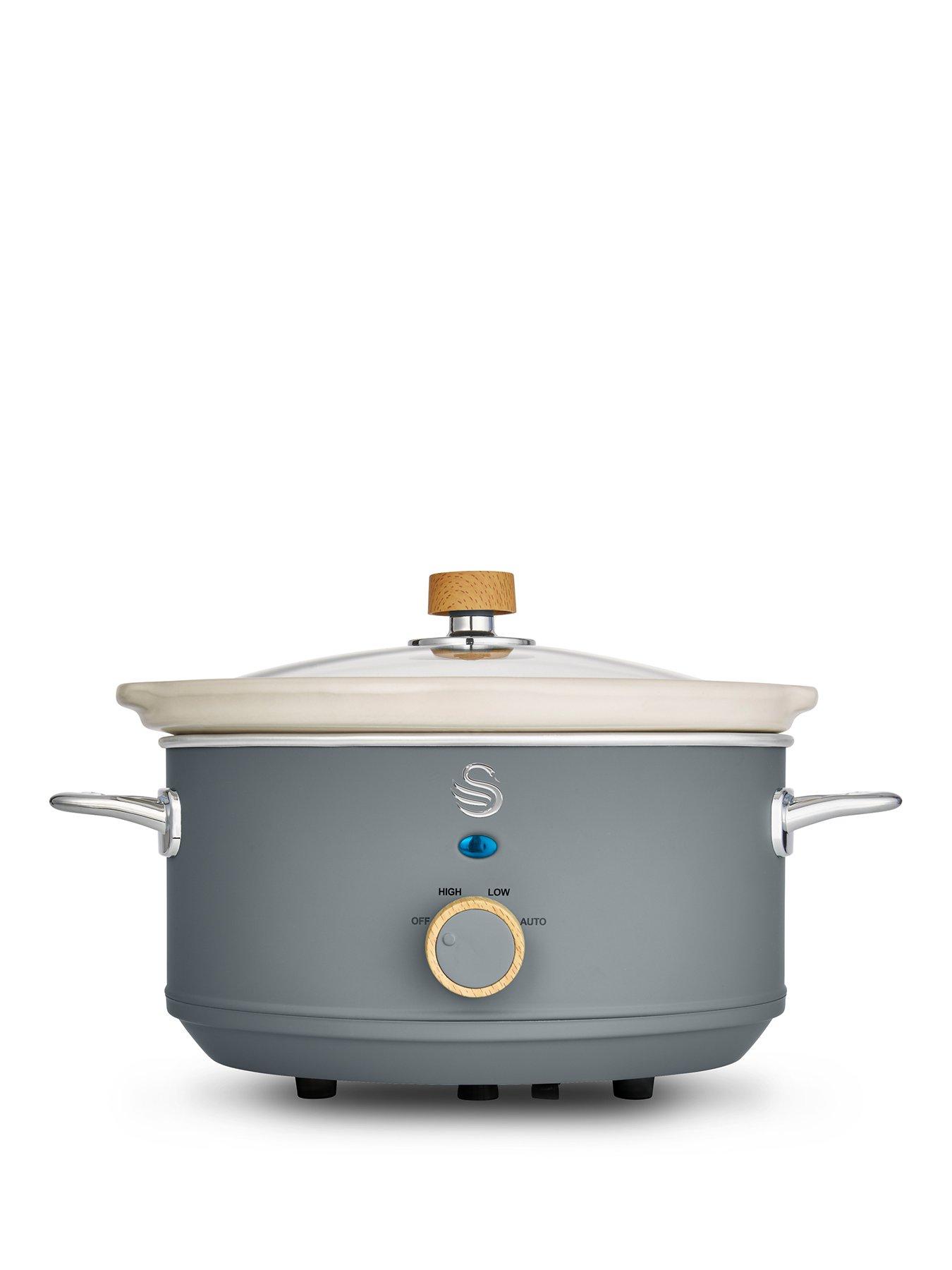 Swan SF17021GRYN Retro Slow Cooker with 3 Temperature Settings, Keep ...
