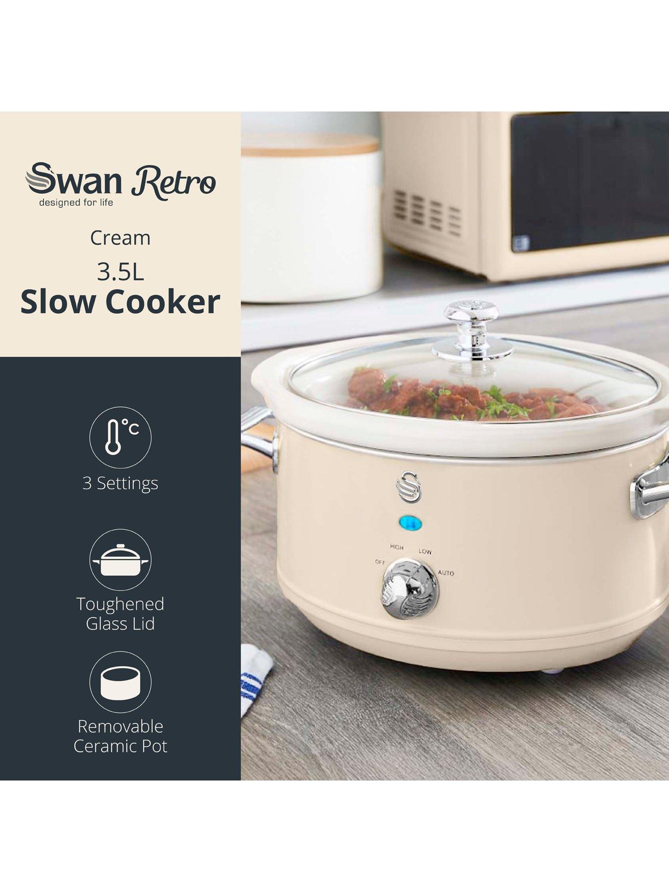 Swan SF17021CN Retro Slow Cooker with 3 Temperature Settings, Keep Warm ...