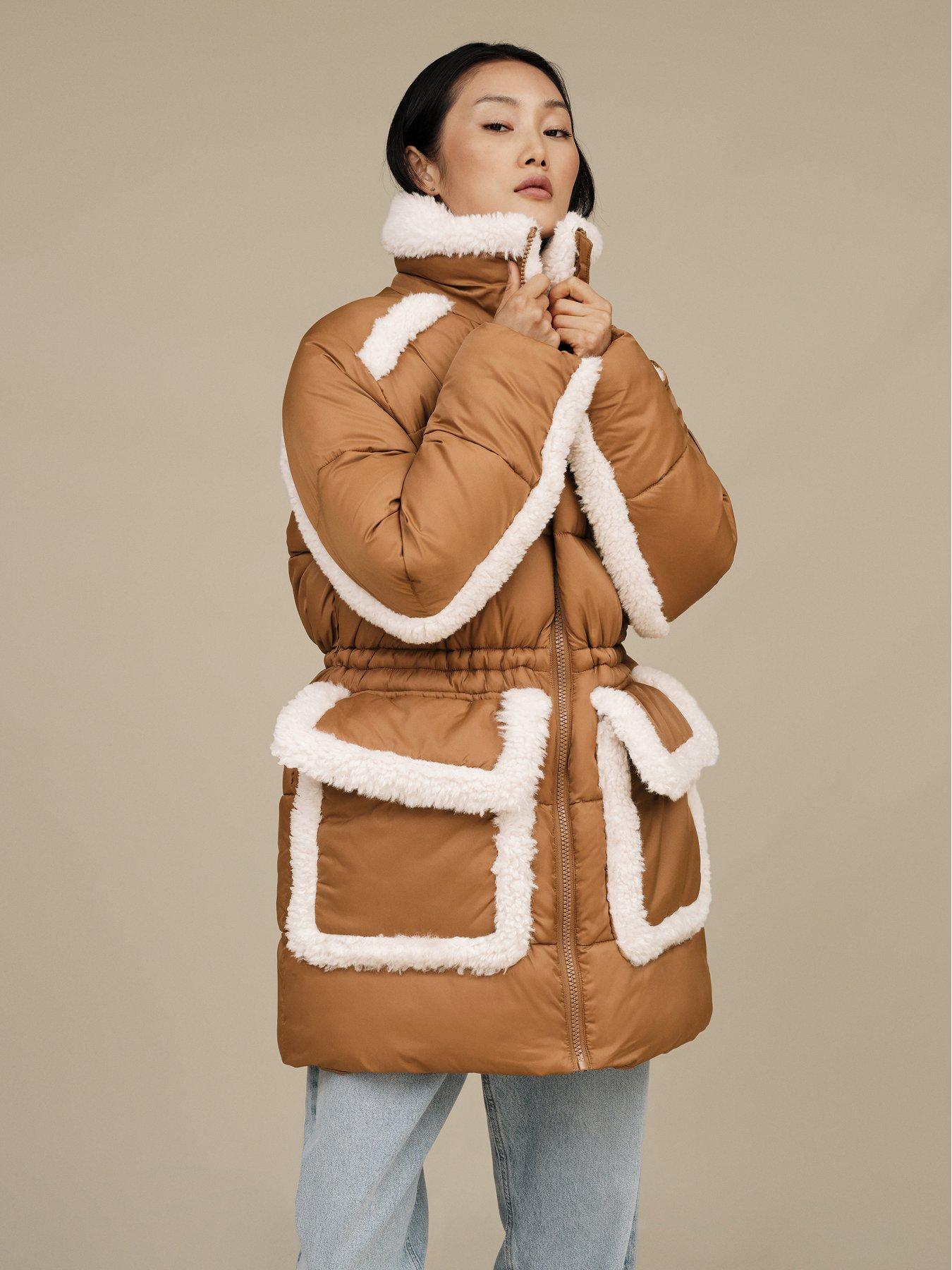 UGG Amal Plushseam Puffer Coat - Chestnut | littlewoods.com