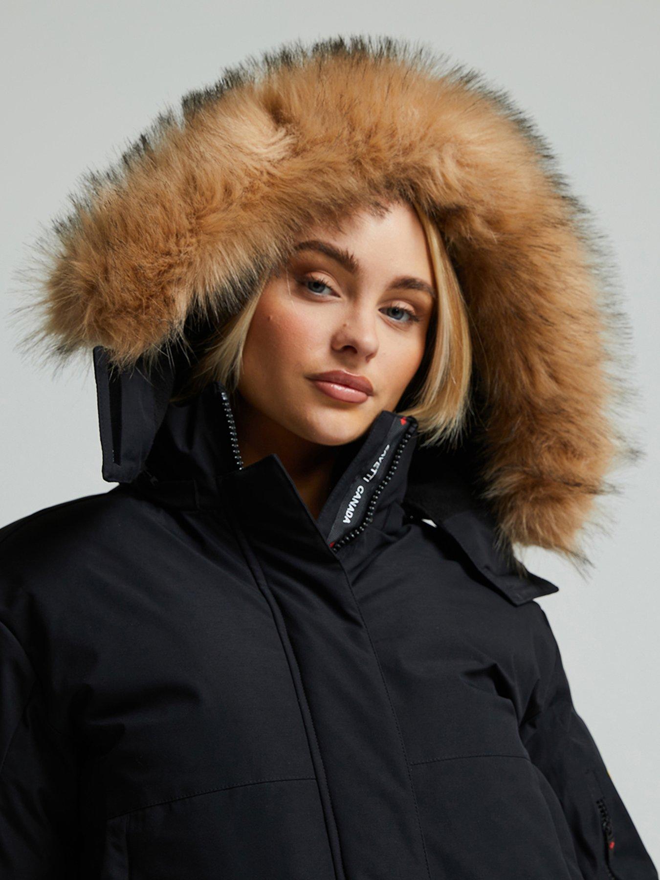 Zavetti Canada Olivia Hooded Bomber Jacket - Black | Littlewoods