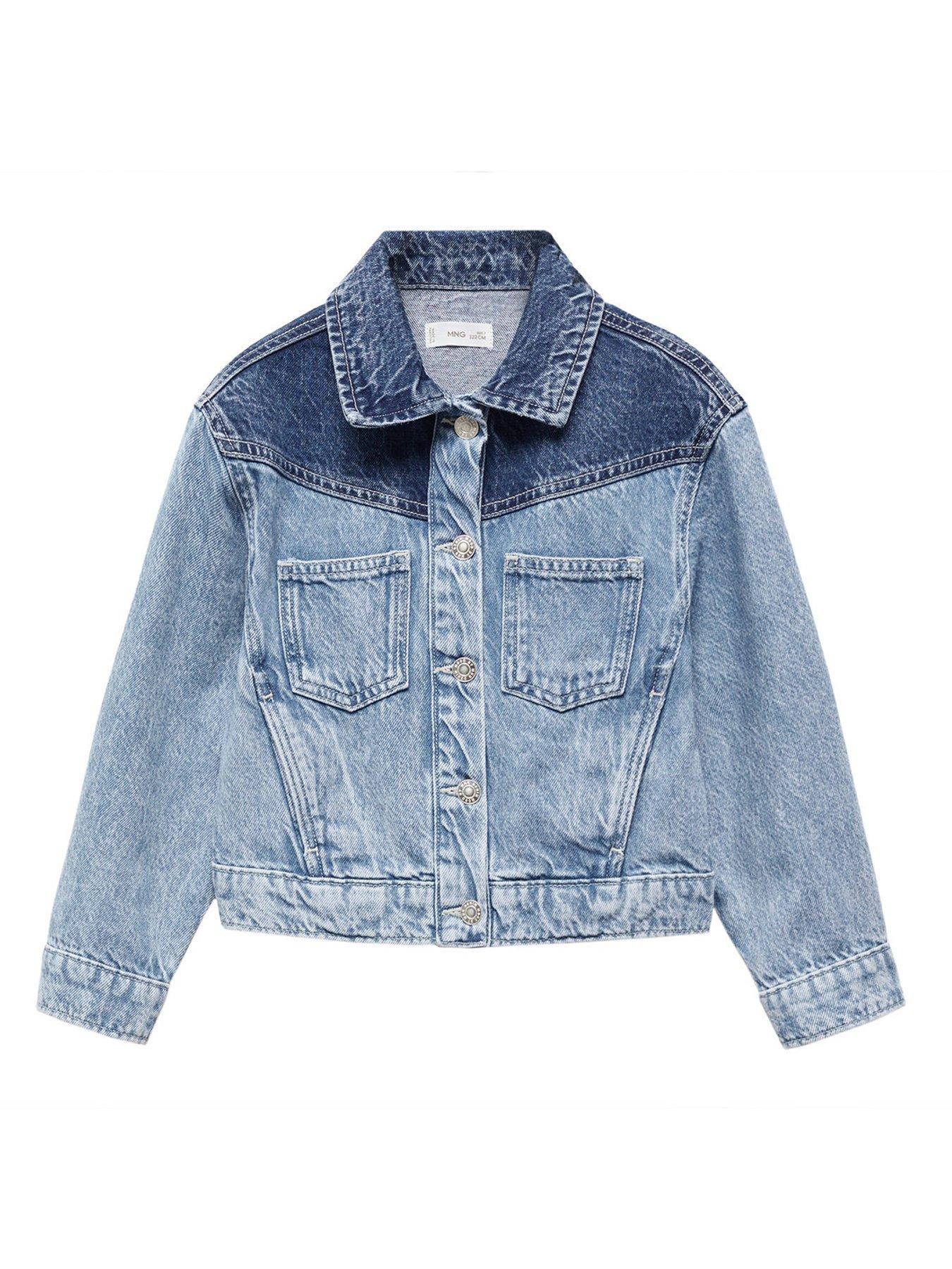 Mango Girls Contrast Denim Jacket - Blue | littlewoods.com