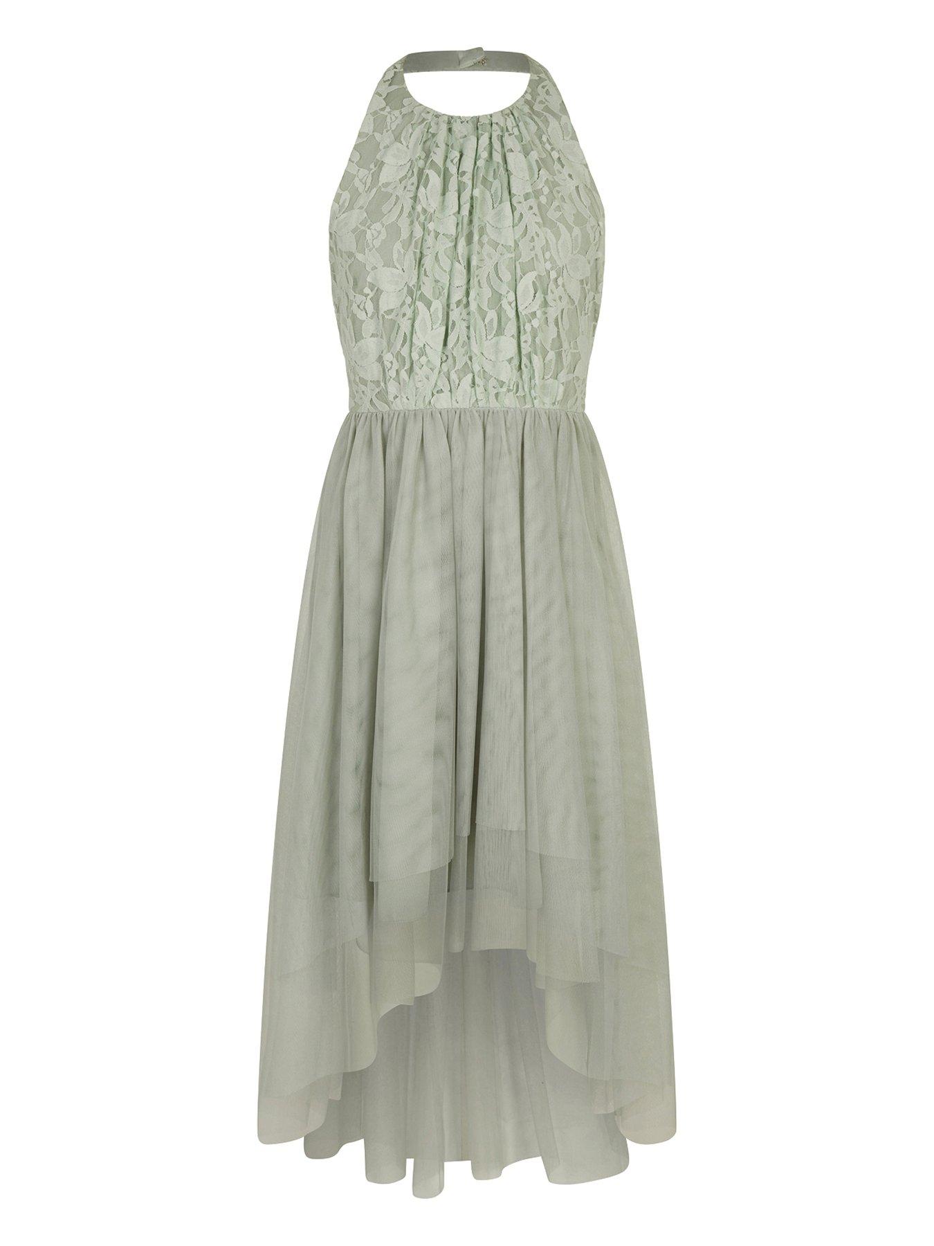 Monsoon Girls Hayley Lace Prom Dress - Sage | littlewoods.com