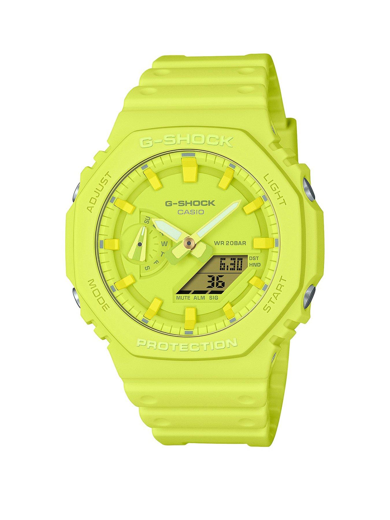 Casio G-Shock GA-2100-9A9ER Yellow Resin Watch | littlewoods.com