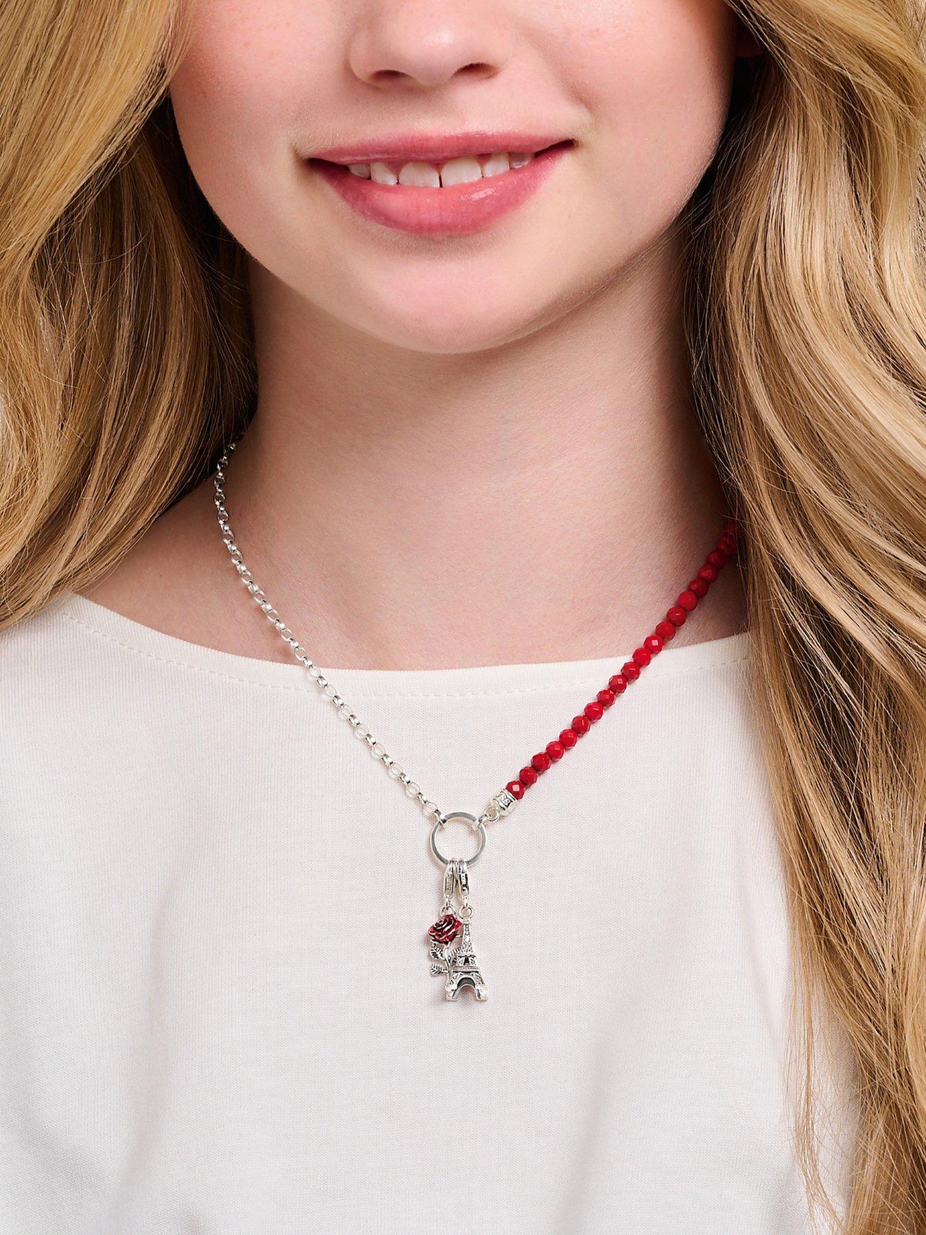 Thomas Sabo Rose Charm: 3D long-stemmed beauty, hand-painted red enamel ...