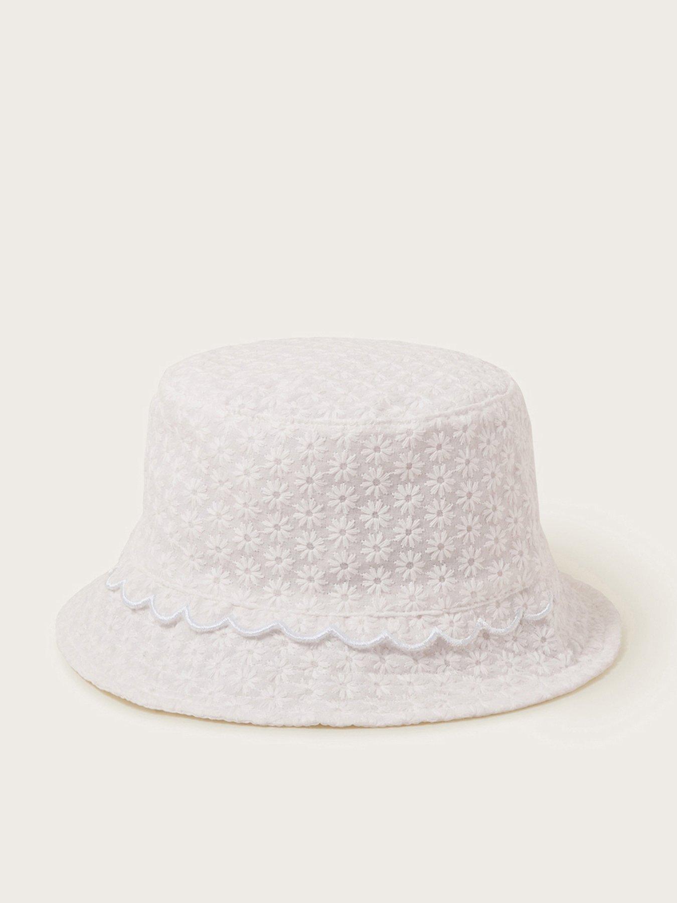 Monsoon Baby Girls Broderie Bucket Hat - Ivory | littlewoods.com