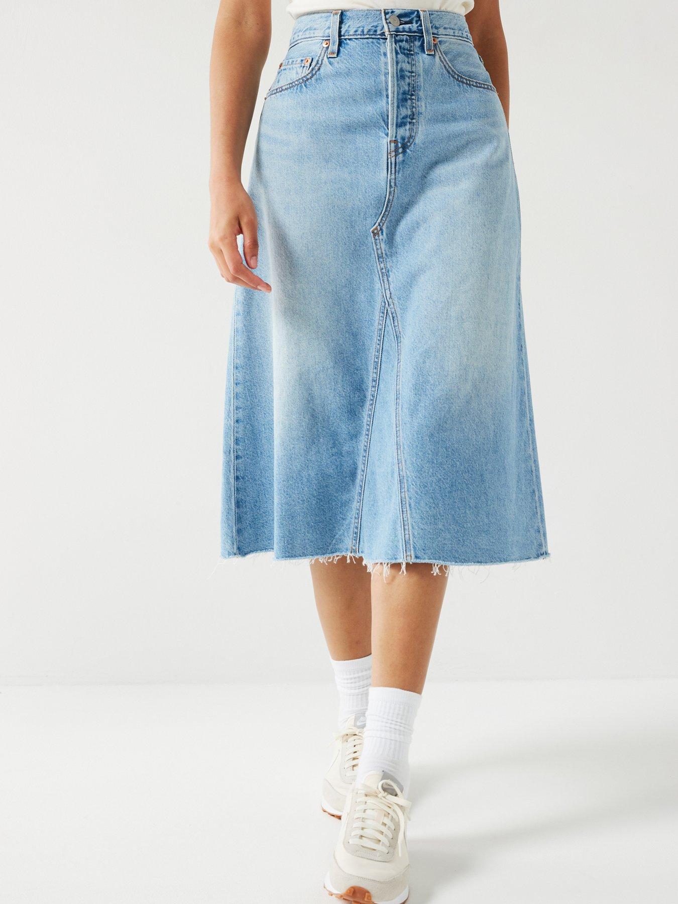 Levi's High Rise A-line Decon Skirt - Secret Secret - Blue | littlewoods.com