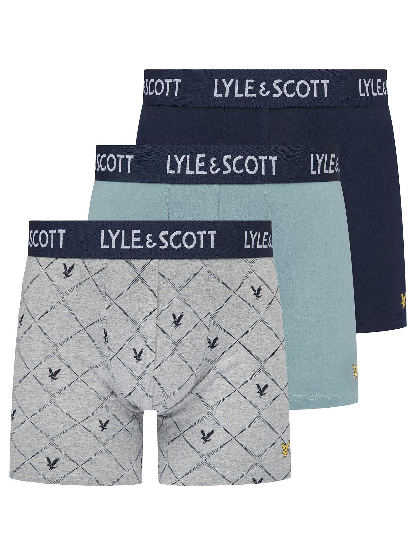 Lyle & Scott Lyle & Scott Elliot 3-Pack Monogram Trunks - Blue ...