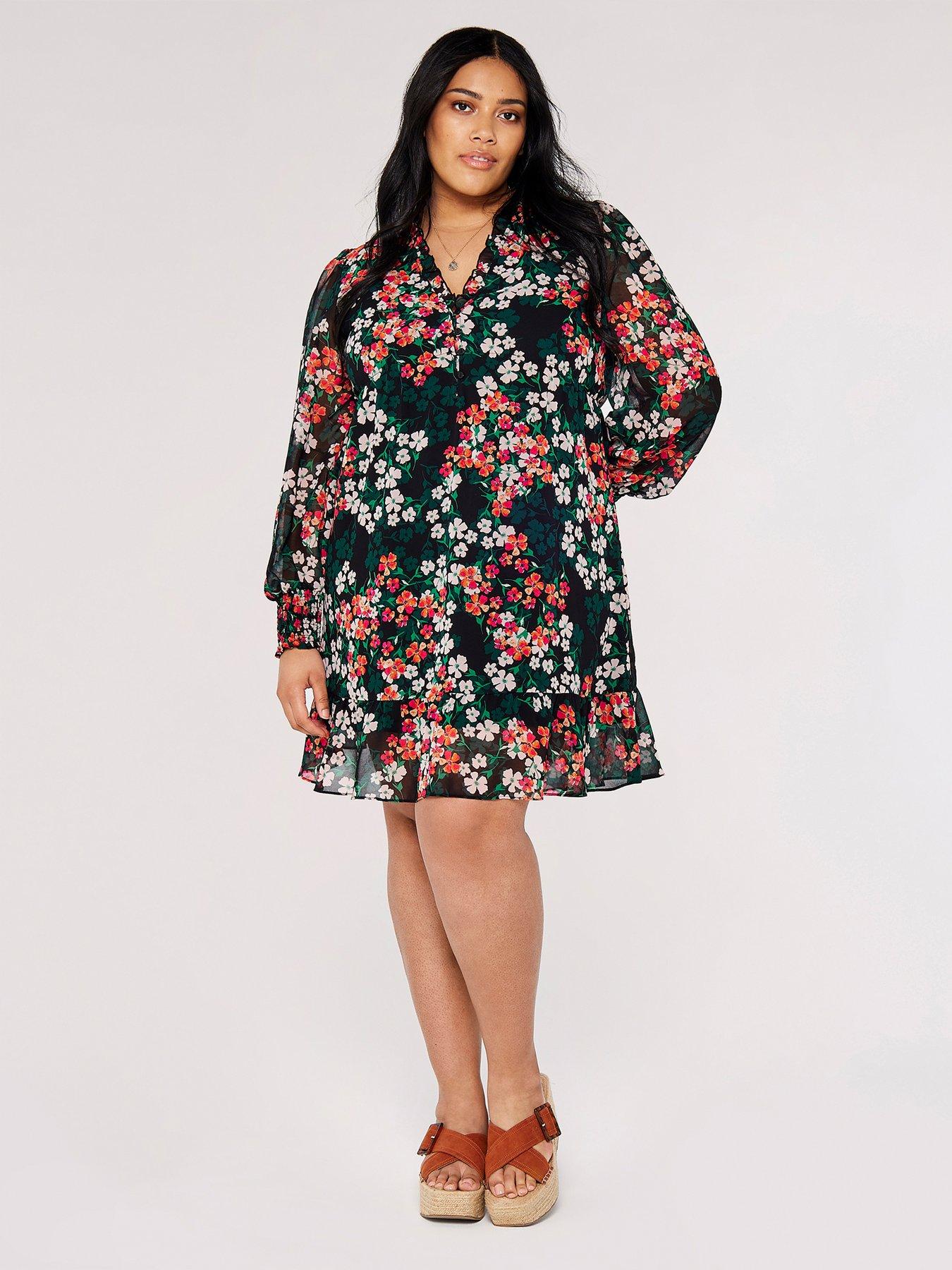 Apricot Spring Floral Tiered Midi Dress | littlewoods.com