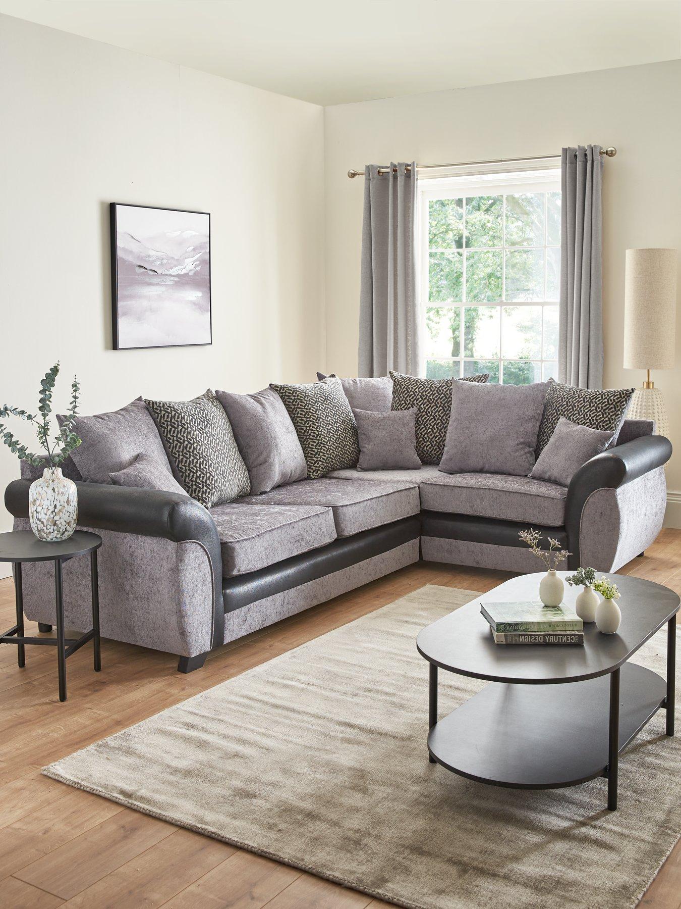 Very Home Marino Fabric/Faux Leather Right Hand Scatter Back Corner ...