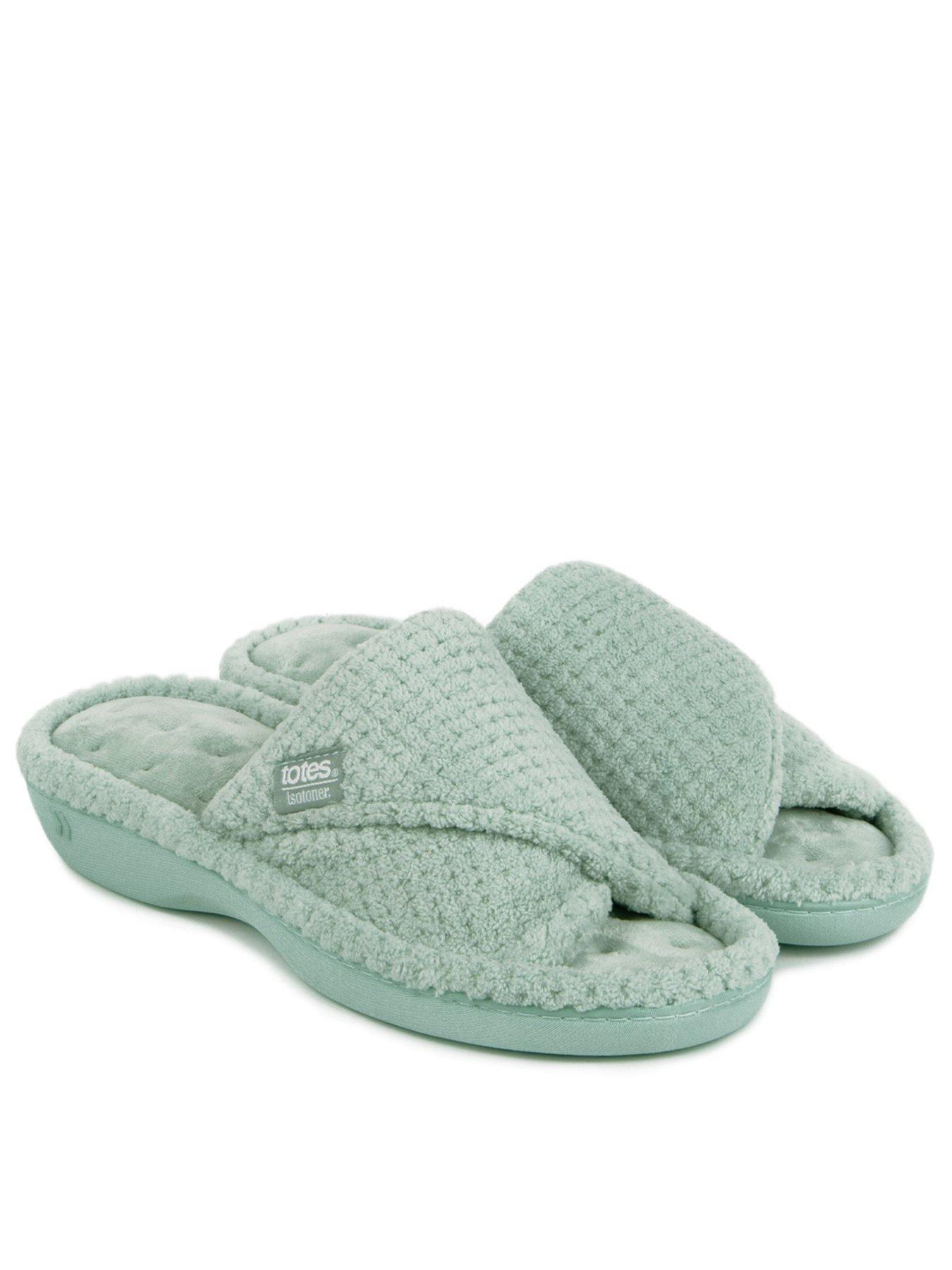 TOTES Isotoner Popcorn Turnover Open Toe Slider - Mint | littlewoods.com