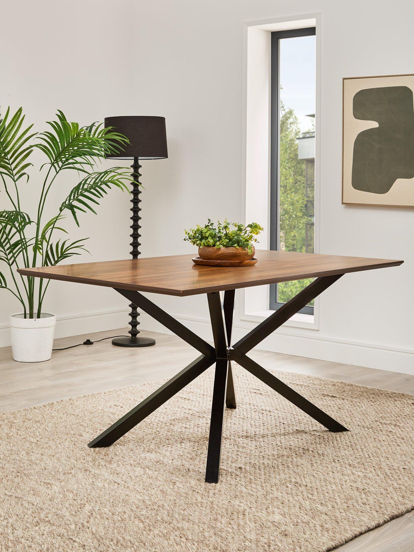 Very Home Chopstick 160 x 90 cm Wood Top Dining Table - Brown/Black ...