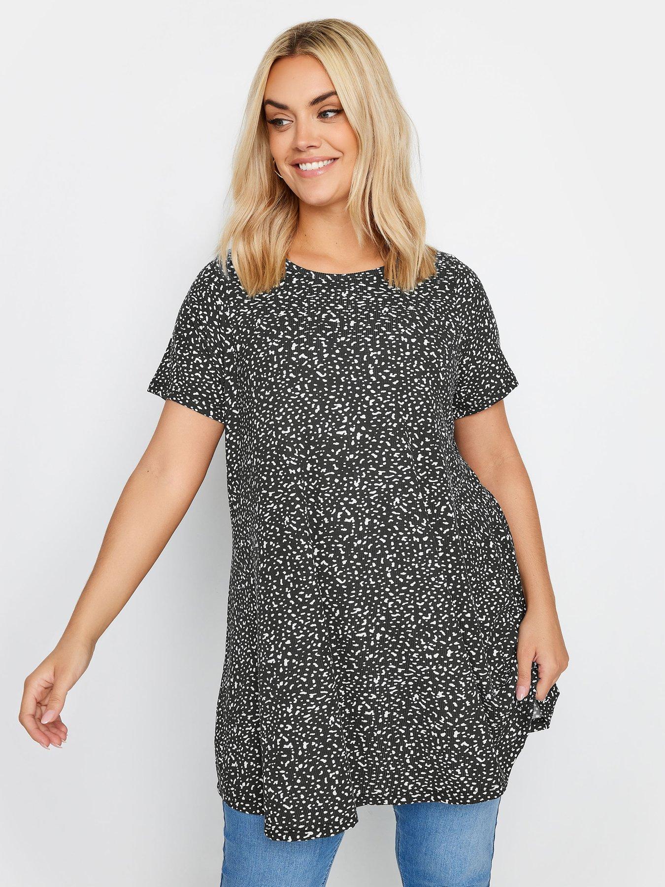 Yours Curve Abstract Print Pleat Angel Sleeve Swing Top | Littlewoods