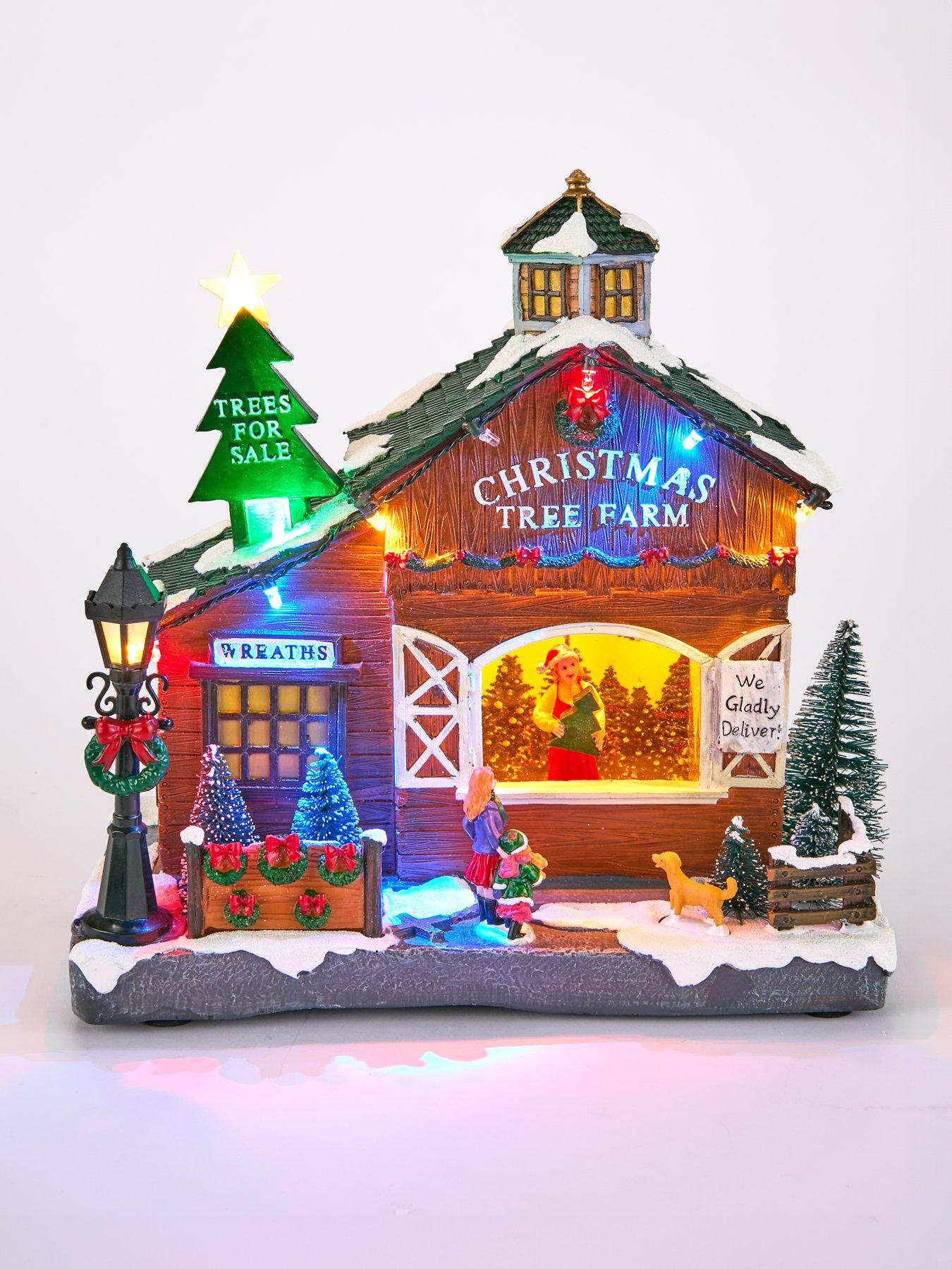 Very Home Christmas Tree Farm Scene with Lights and Music | Littlewoods