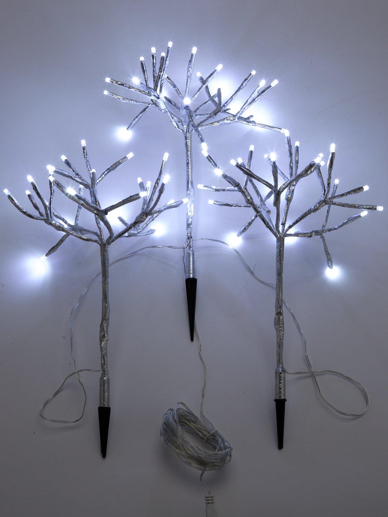 Very Home Set of 3 Silver Firework Outdoor Christmas Stake Lights ...